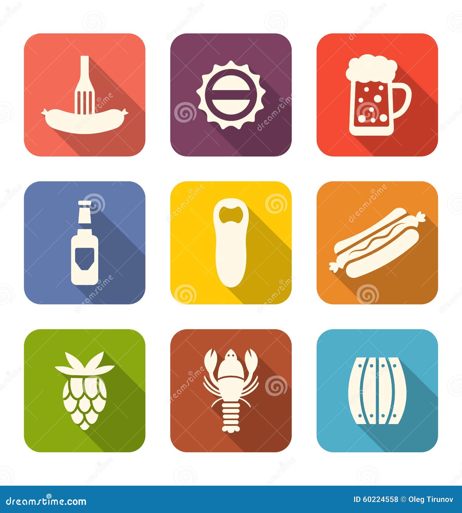 Group Minimal Colorful Icons of Beers and Snacks Stock Vector ...