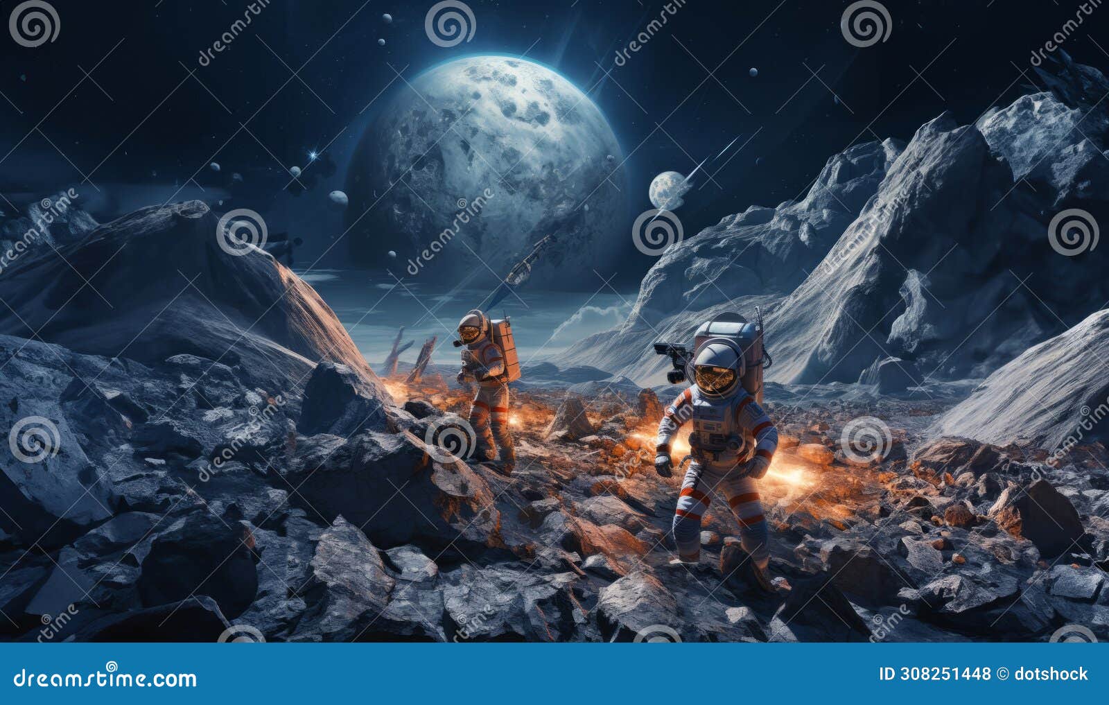 A Group of Modern Astronauts is Depicted Exploring the Hazardous ...