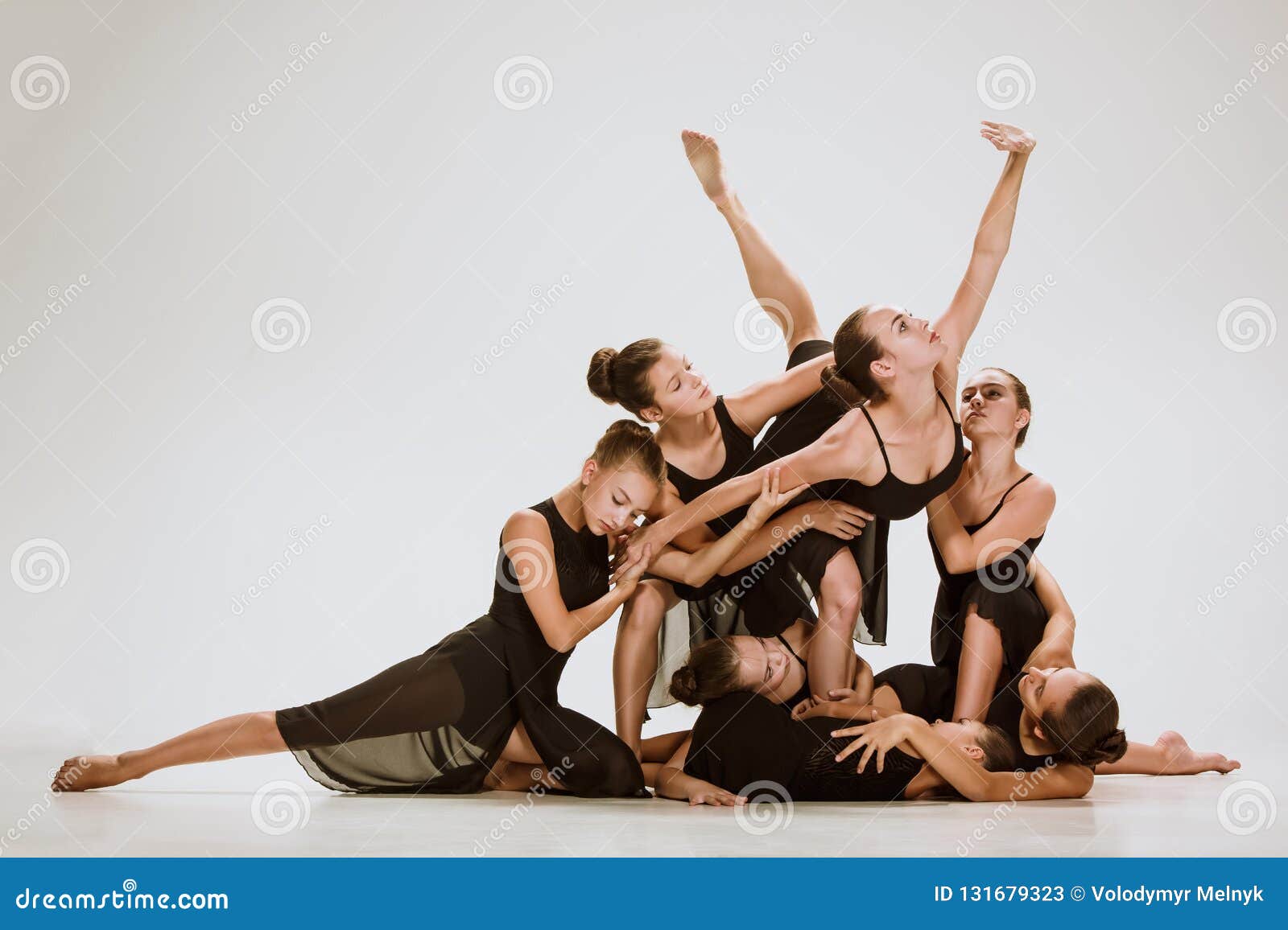 The Group of Modern Ballet Dancers Stock Image - Image of flexibility ...