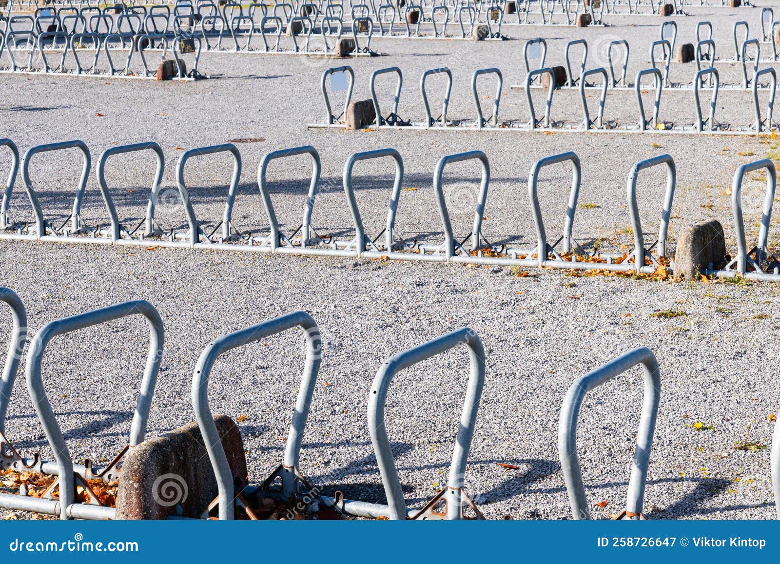 Group of Modern Bike Racks in Bracket Shape on a Large Public Parking ...