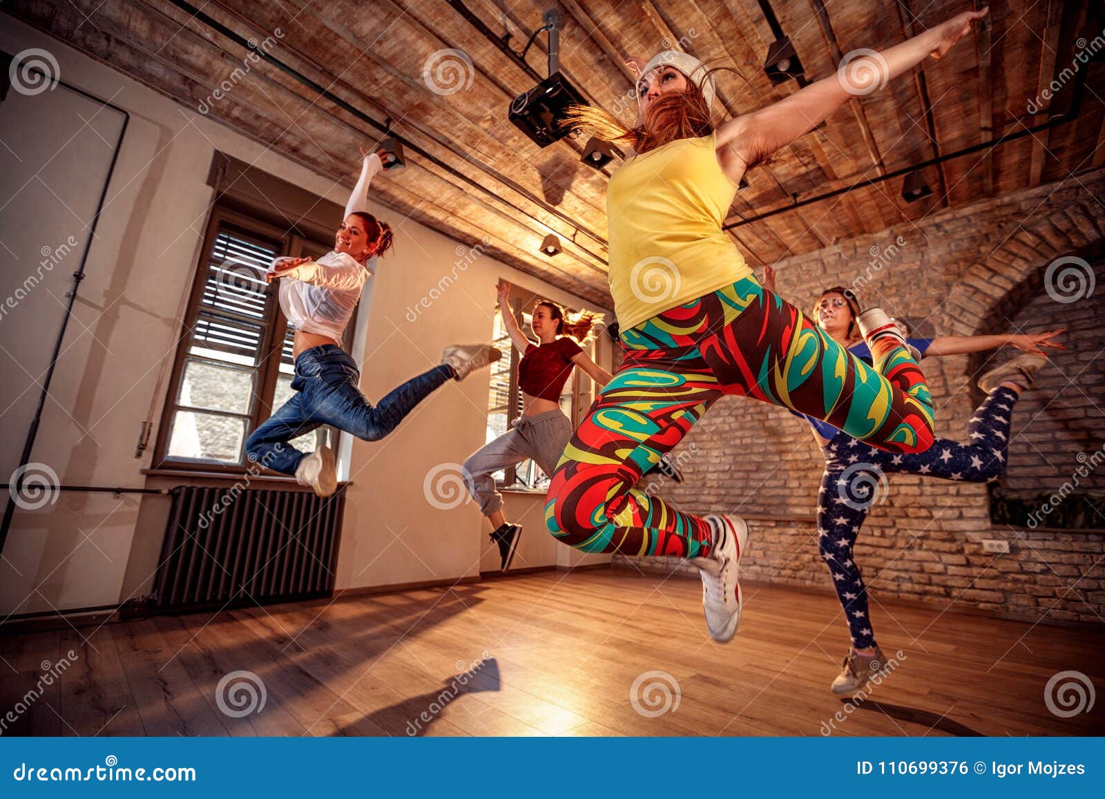 Group of Modern Dancer Jumping during Music Stock Photo - Image of ...