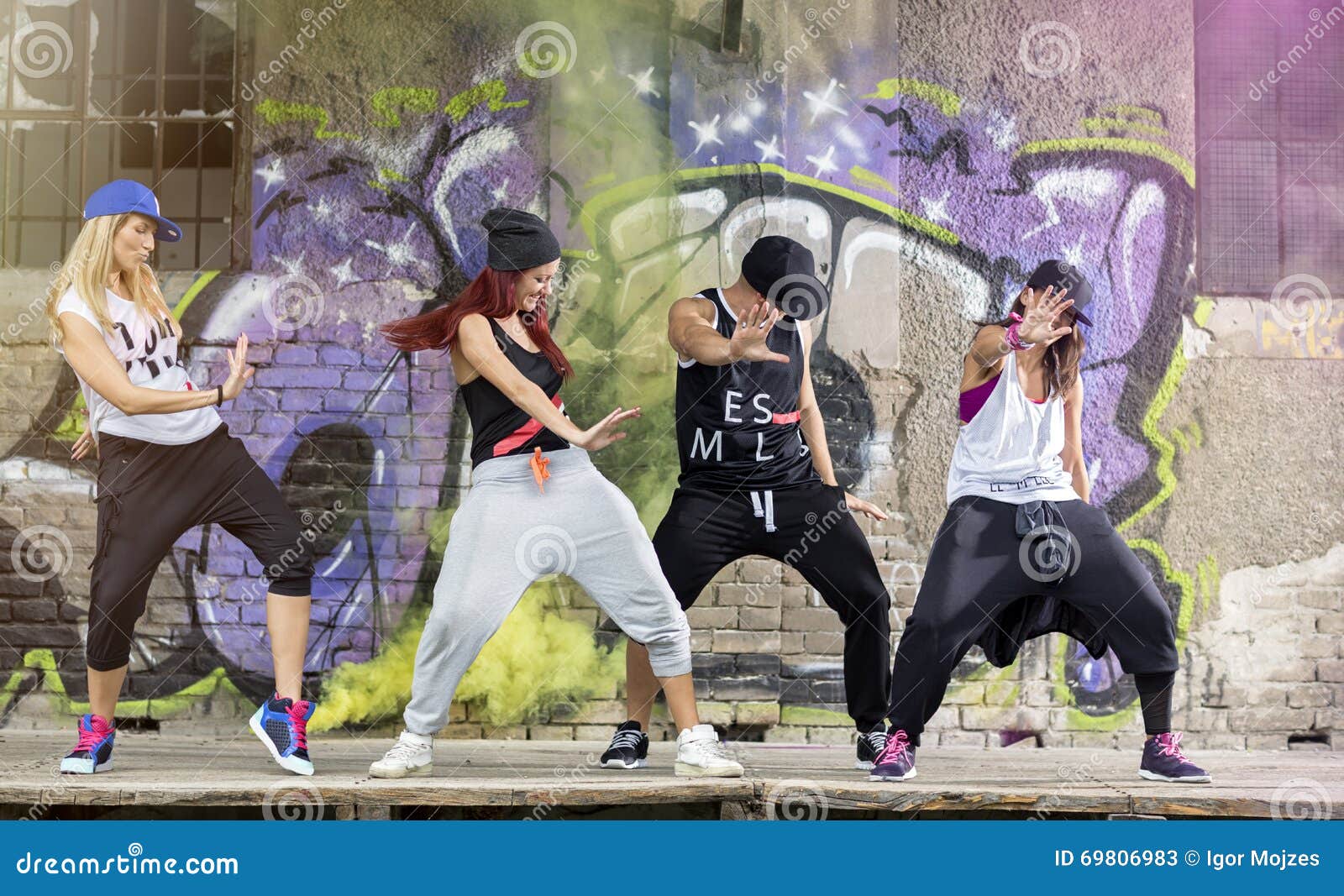 Group of Modern Dancers Train Body Jam Stock Image - Image of happy ...