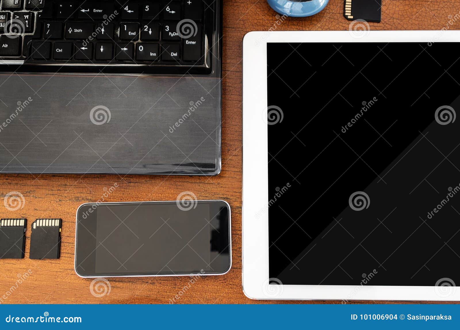 Group of Modern Electronic Devices, Computer Laptop, Digital Tablet and ...