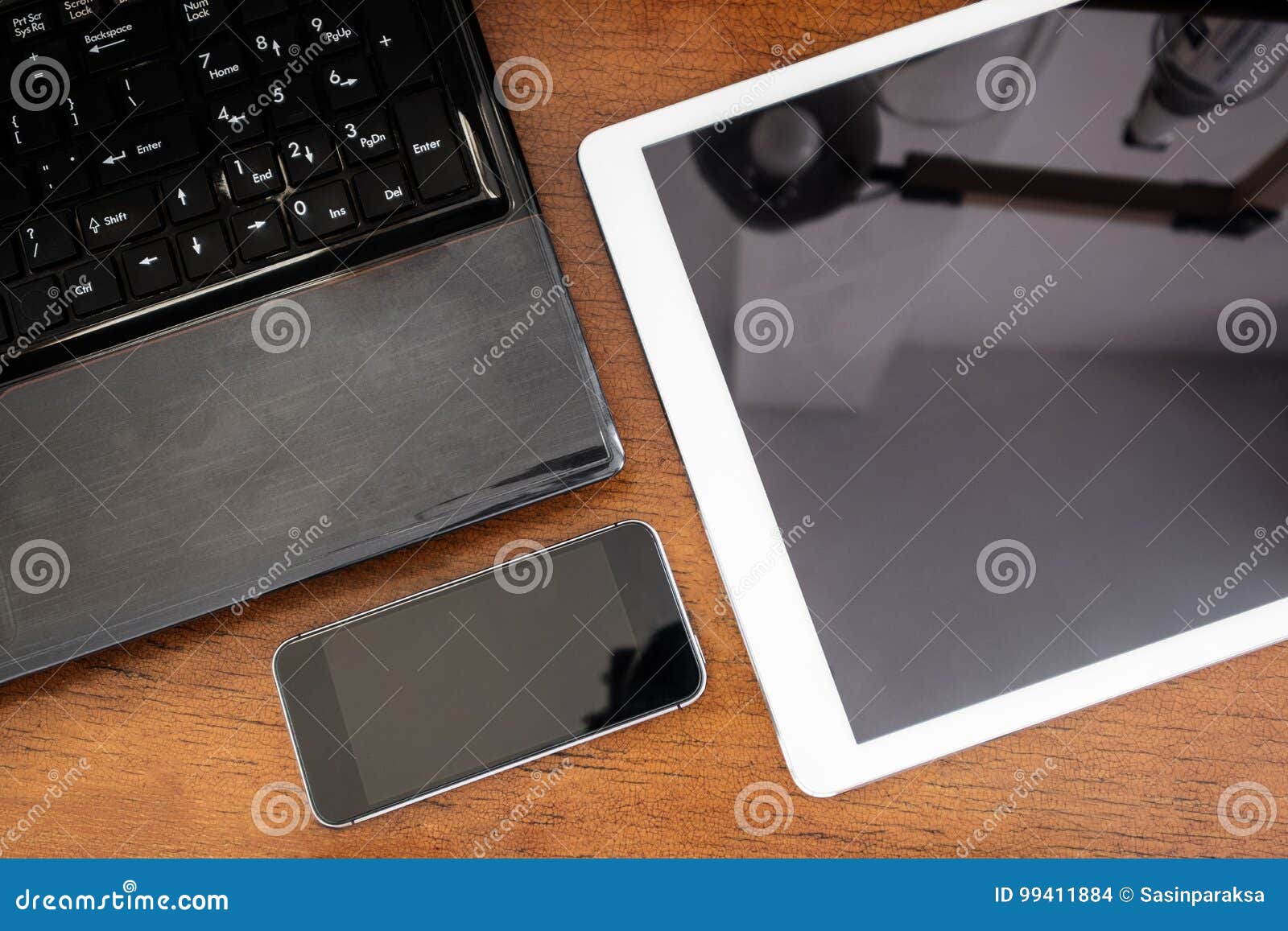 Group of Modern Electronic Devices, Computer Laptop, Digital Tablet and ...
