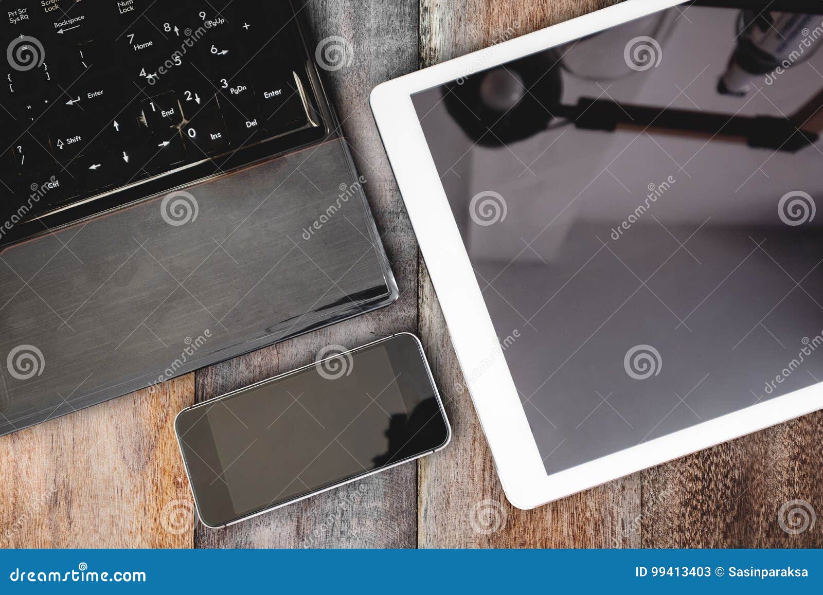 Group of Modern Electronic Devices, Computer Laptop, Digital Tablet and ...