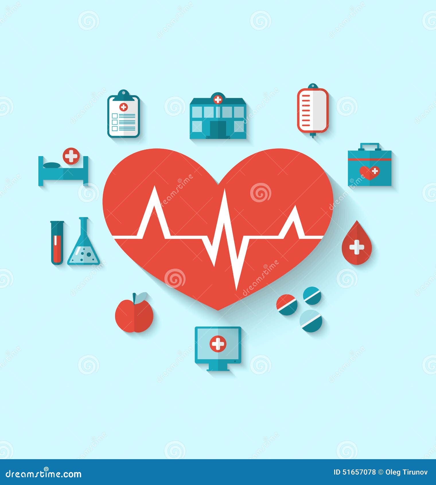 Group Modern Flat Icons of Medical Elements and Objects Stock Vector ...