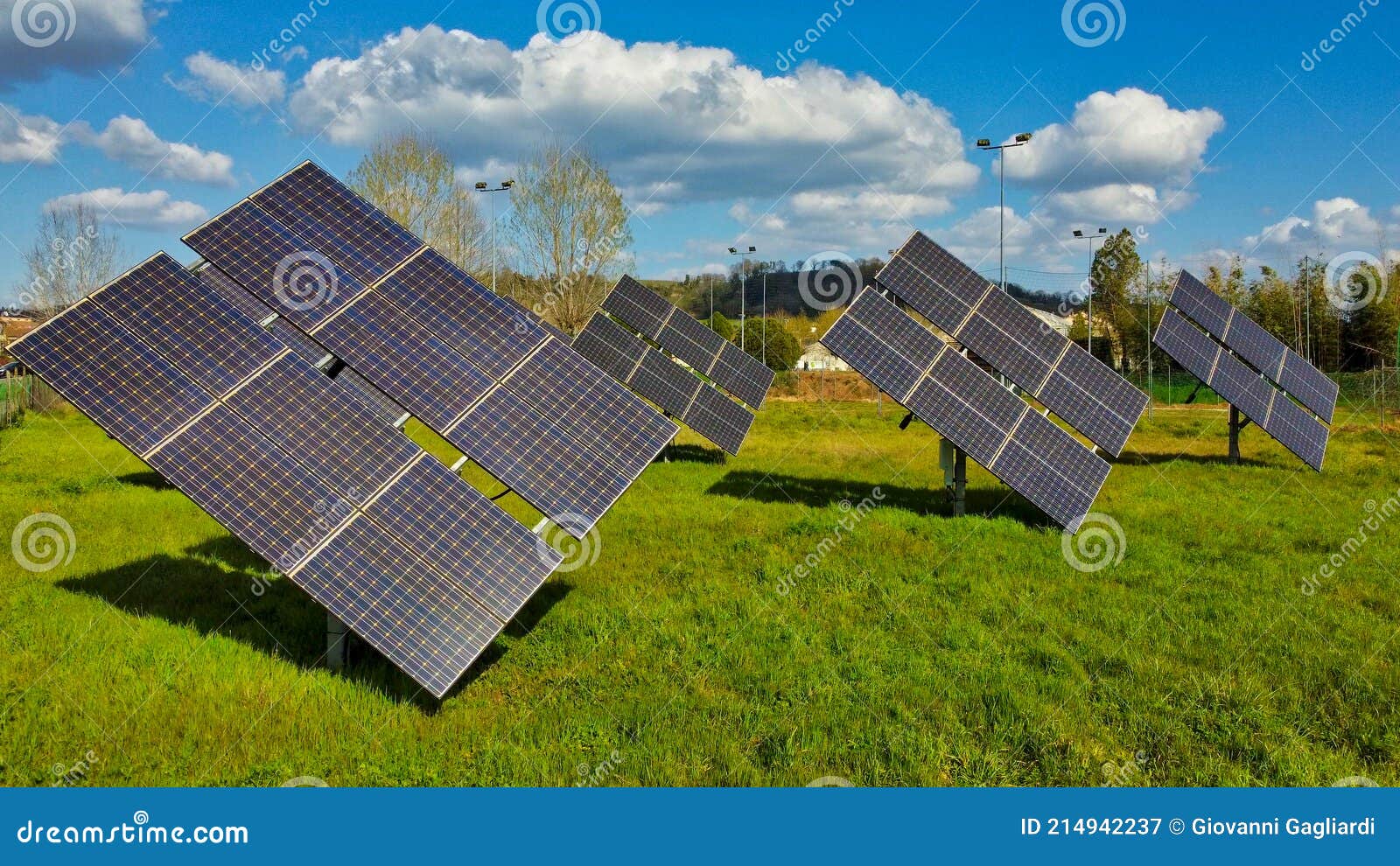 Group of Modern Solar Panels Oriented To the Sun Stock Image - Image of ...
