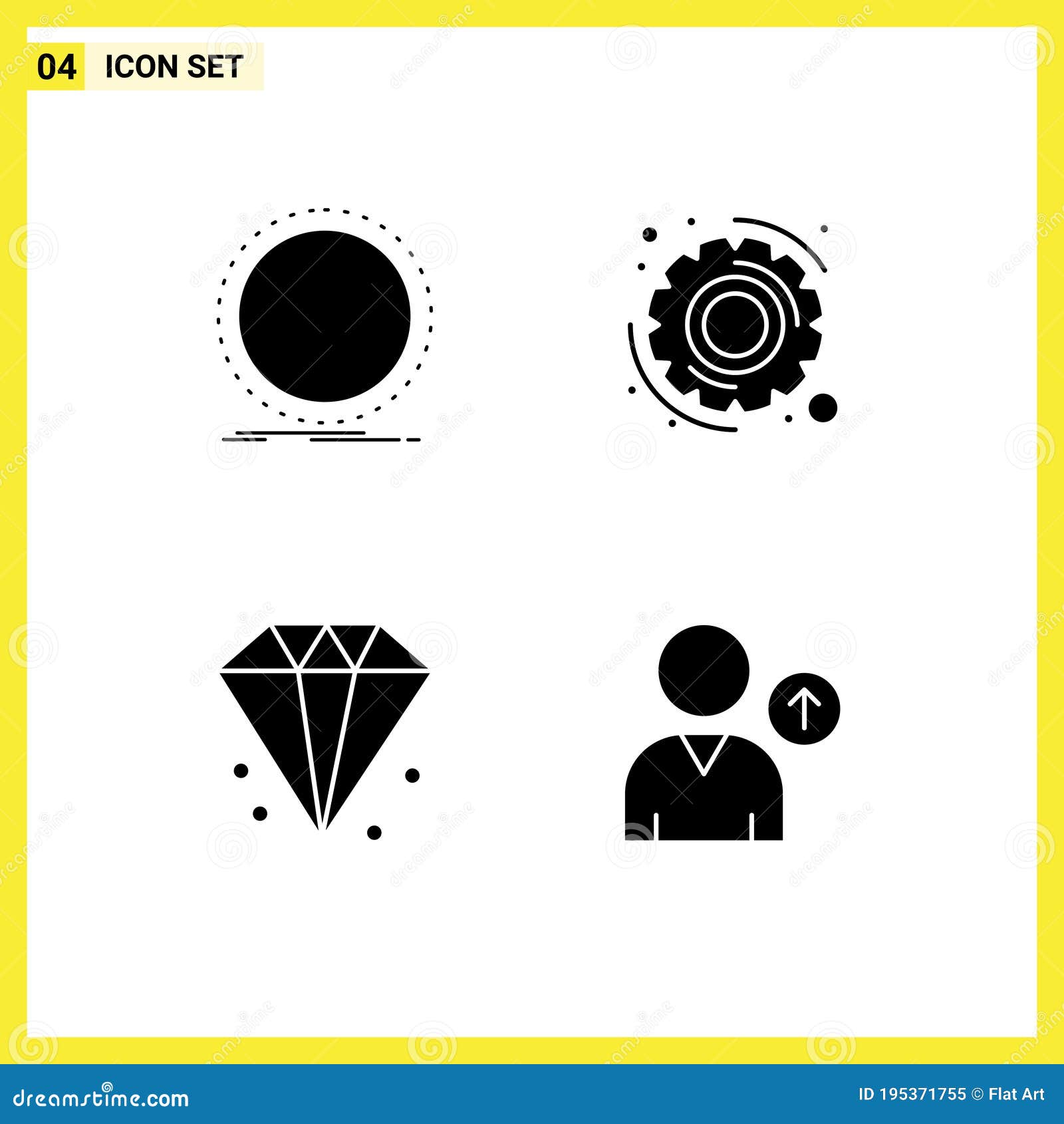 Group of 4 Modern Solid Glyphs Set for Disc, Diamond, Record, Options ...