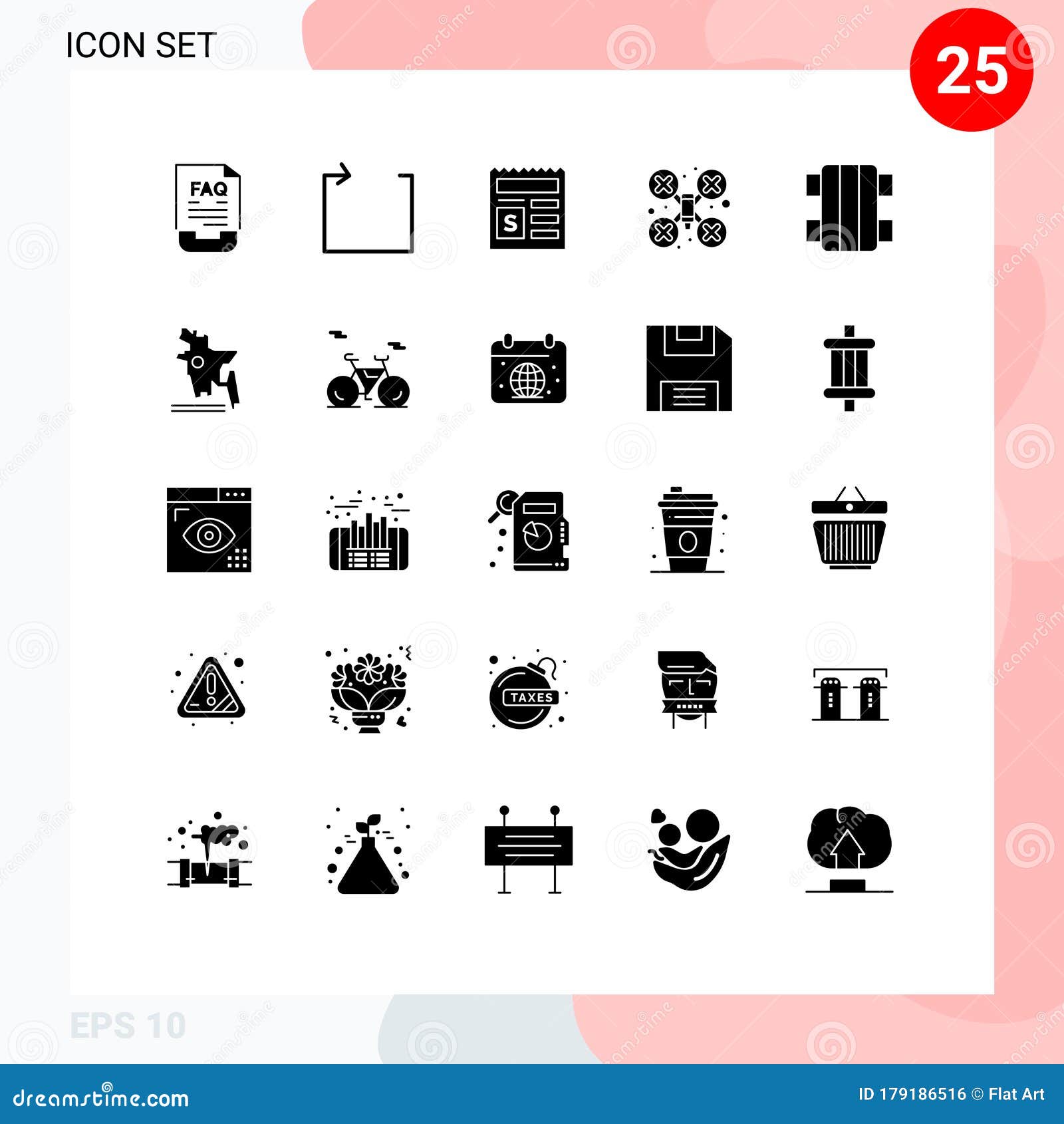Group of 25 Modern Solid Glyphs Set for Game, Drone Robot, Basic, Drone Camera, Cam Stock Vector ...