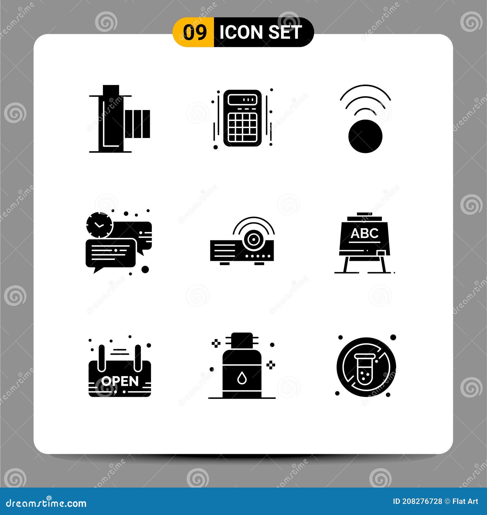 Group of 9 Modern Solid Glyphs Set for Presentation, Message, Accounts ...