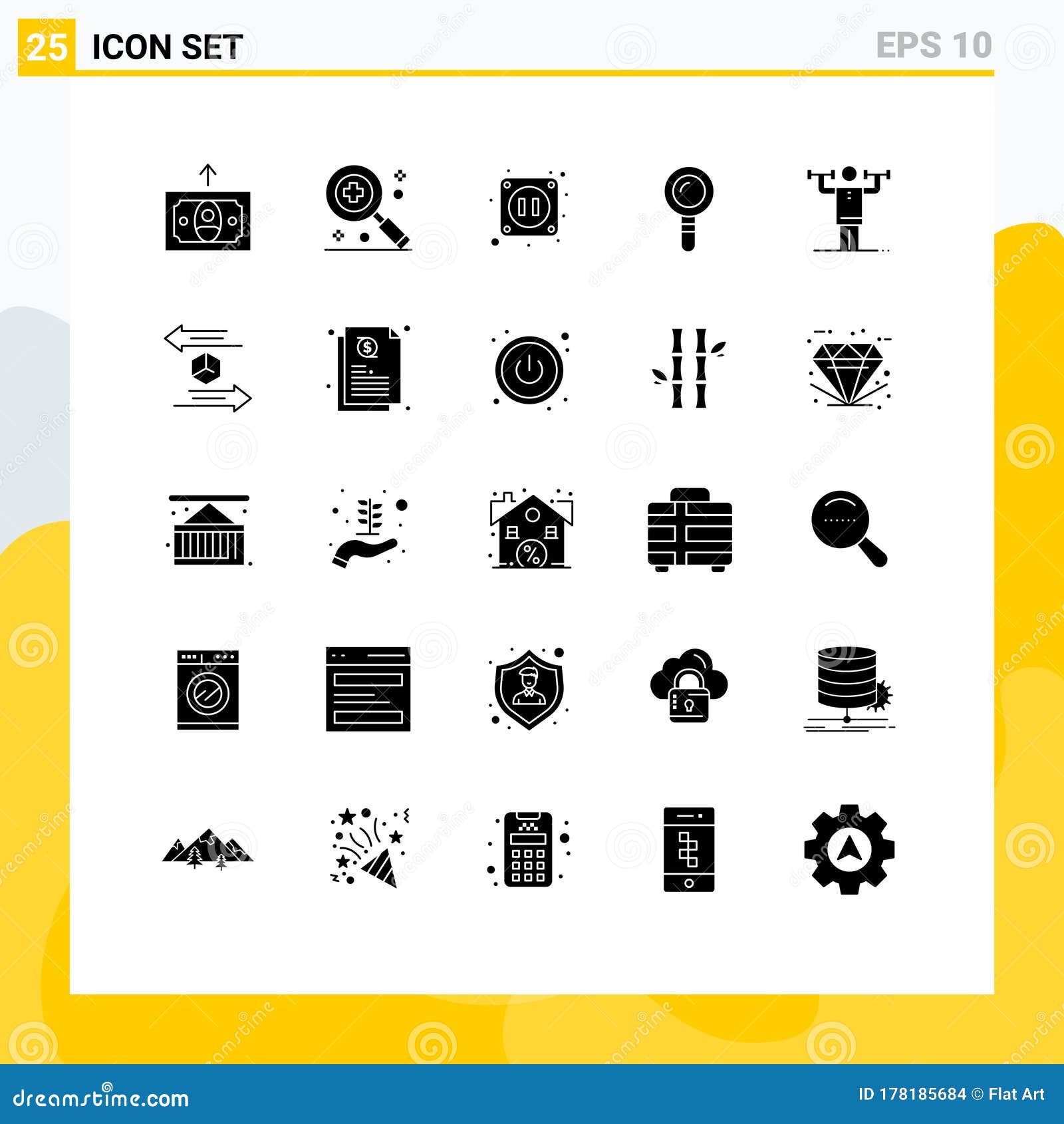 Group of 25 Modern Solid Glyphs Set for Strength, Human, Socket ...