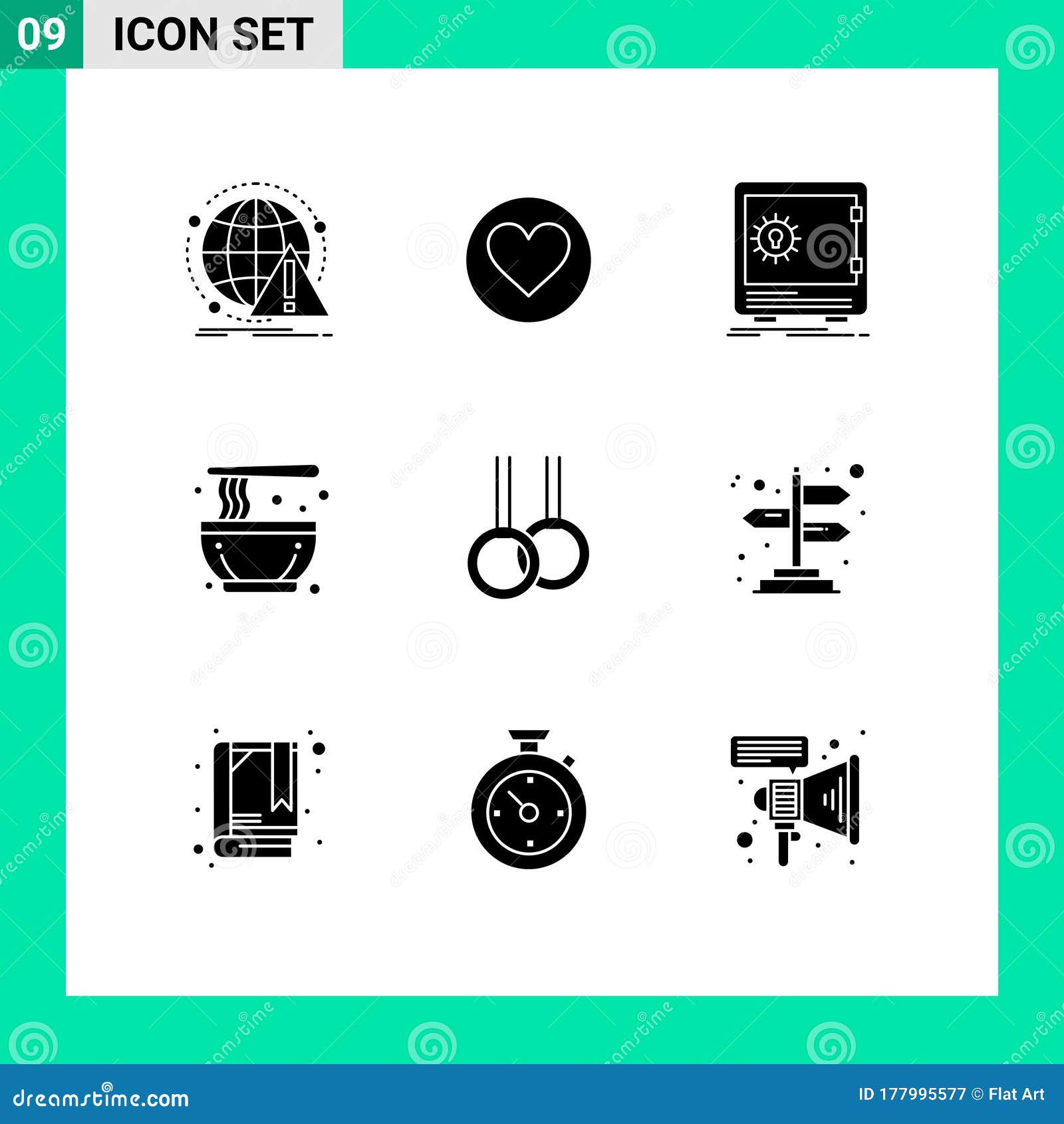 Group of 9 Modern Solid Glyphs Set for Traditional, Culture, Cack ...