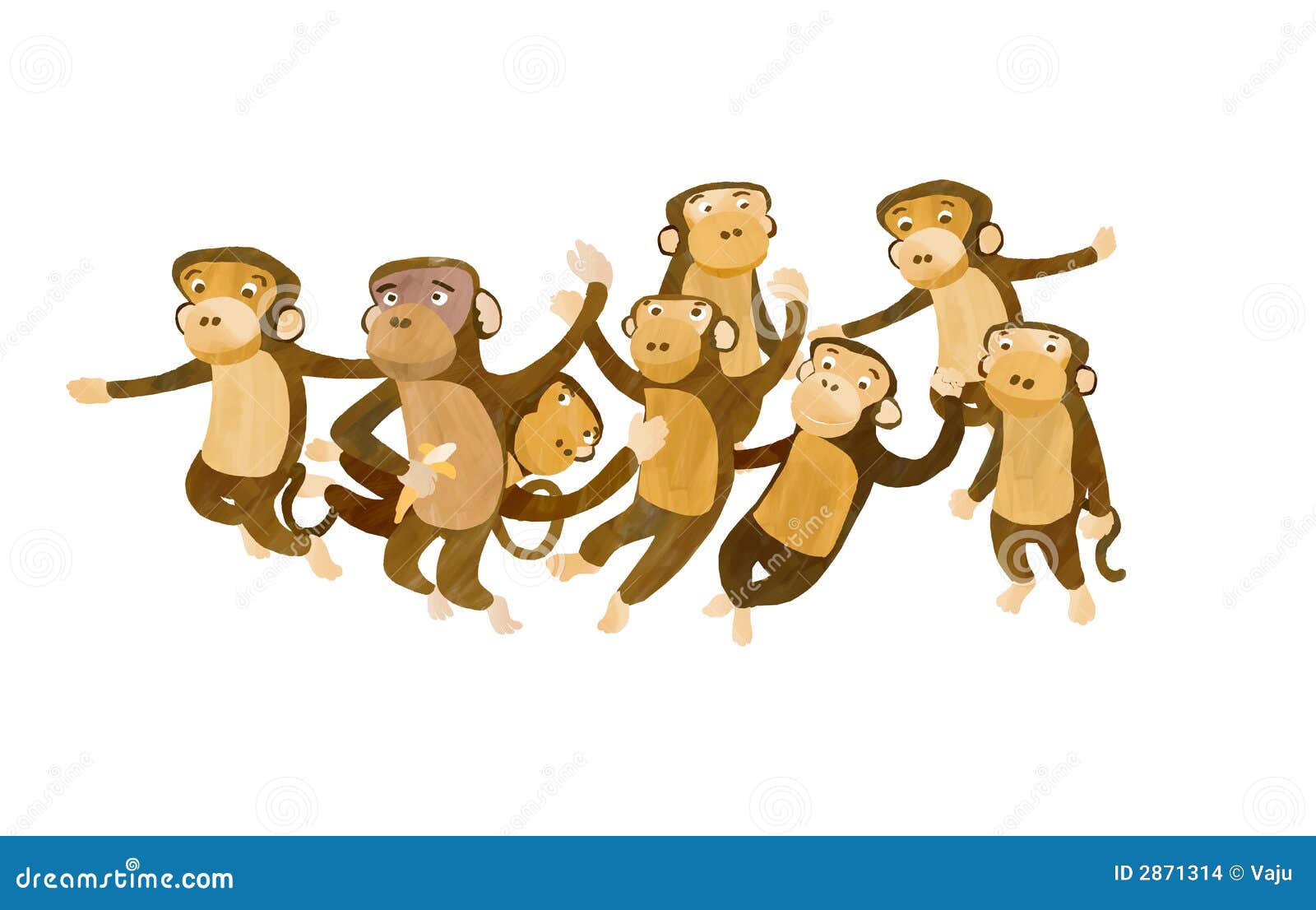 Group of monkeys stock illustration. Illustration of digital - 2871314