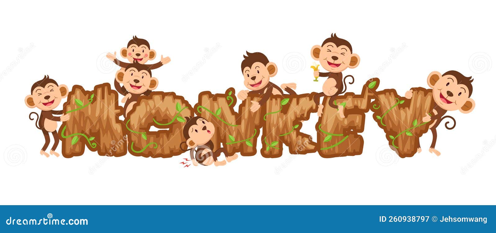Group of Monkeys Having Fun with Letter Wood Stock Vector ...