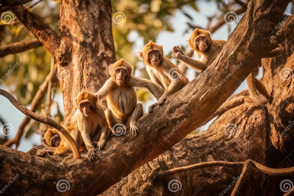 Mischevious Monkeys stock illustration. Illustration of nature - 279165471