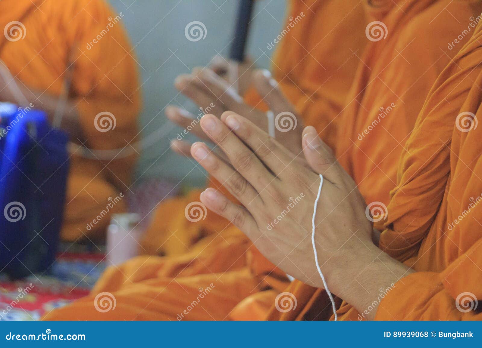 Group of Monks while they Put the Palms of the Hands Together in Salute ...