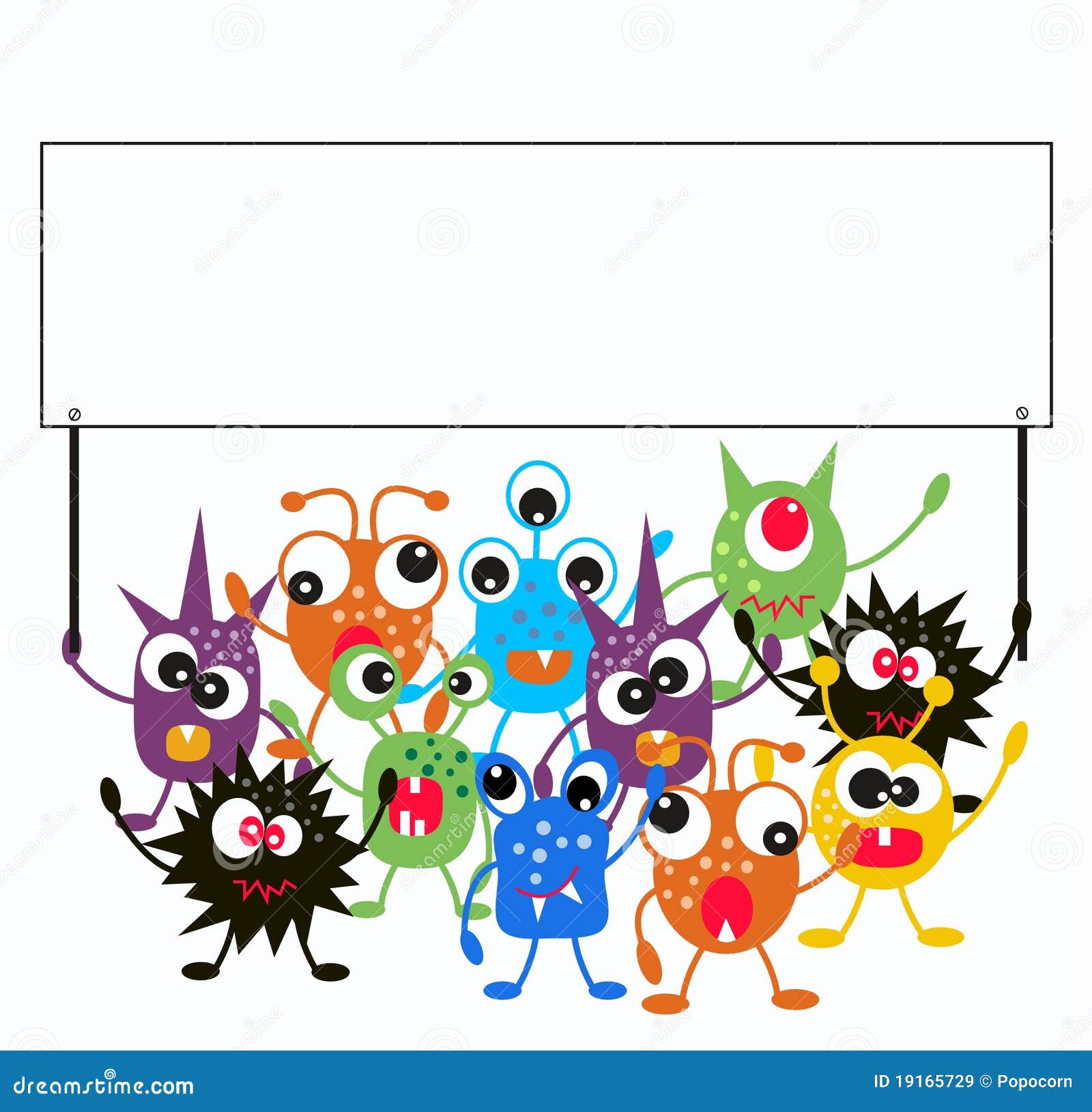 A group of monsters stock vector. Illustration of border - 19165729