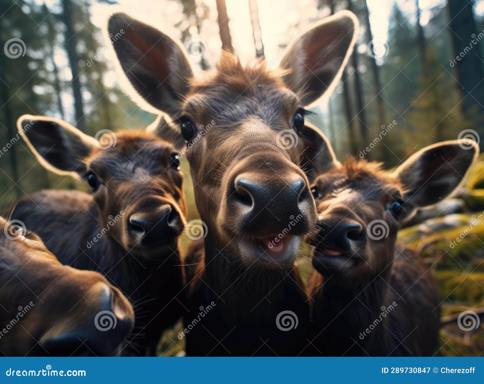 A group of moose calves stock image. Image of calf, eating - 289730847