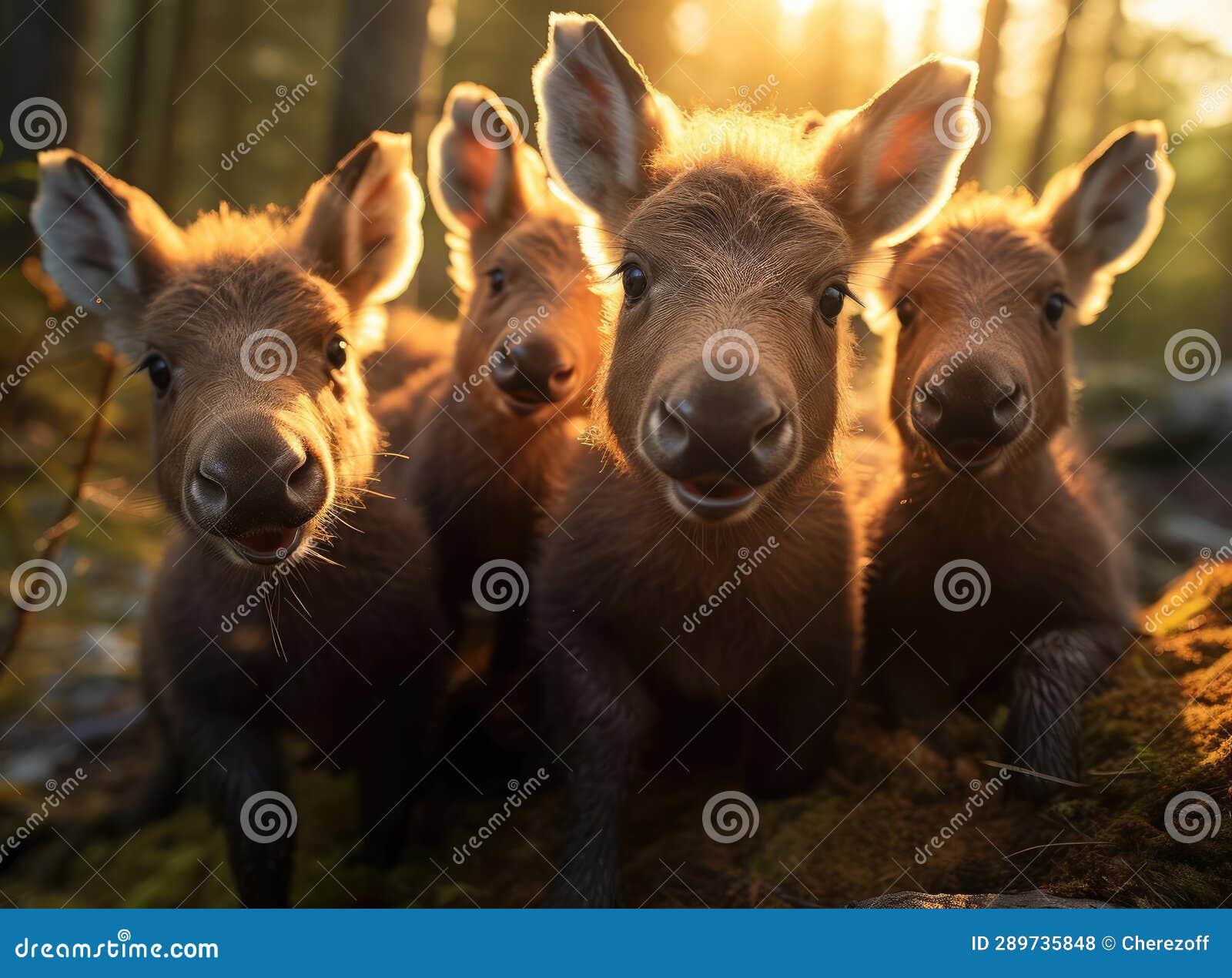 A group of moose calves stock photo. Image of cattle - 289735848