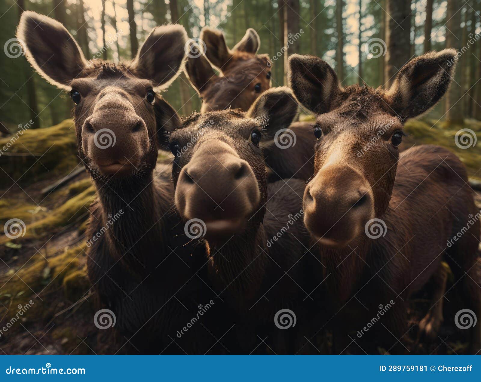A group of moose calves stock image. Image of beautiful - 289759181