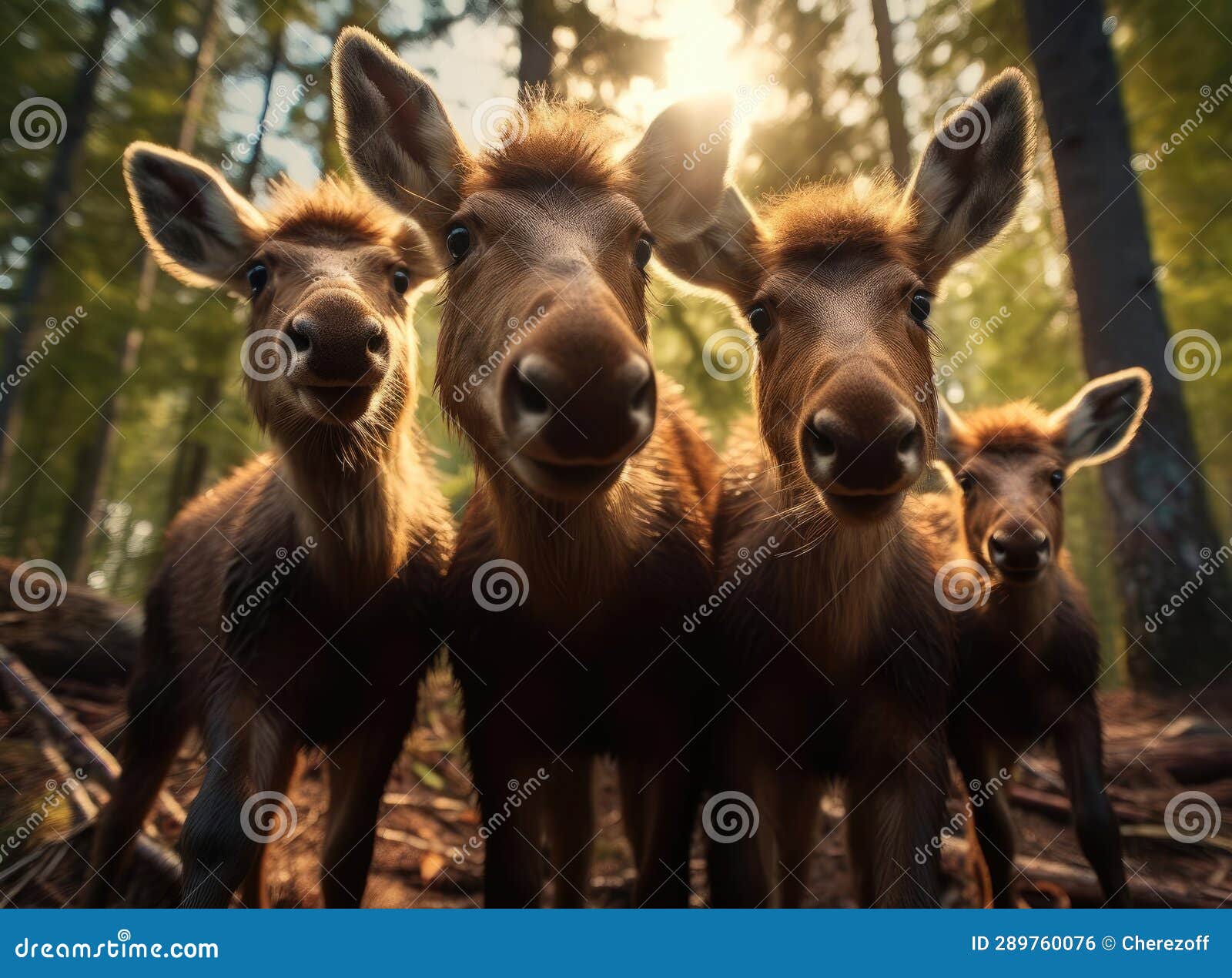 A group of moose calves stock photo. Image of blue, landscape - 289760076