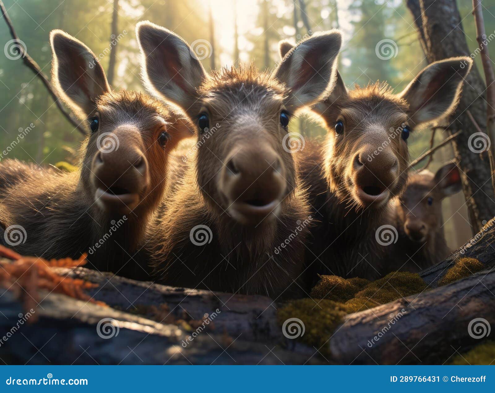 A group of moose calves stock image. Image of group - 289766431
