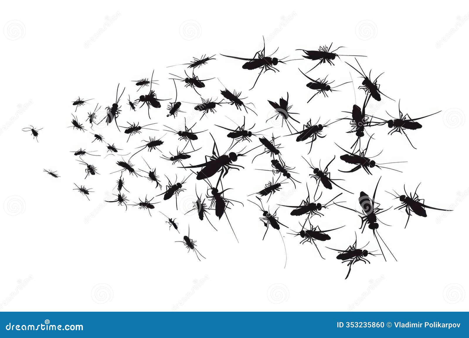 A Group Of Mosquitos Flying In The Air. Suitable For Educational ...