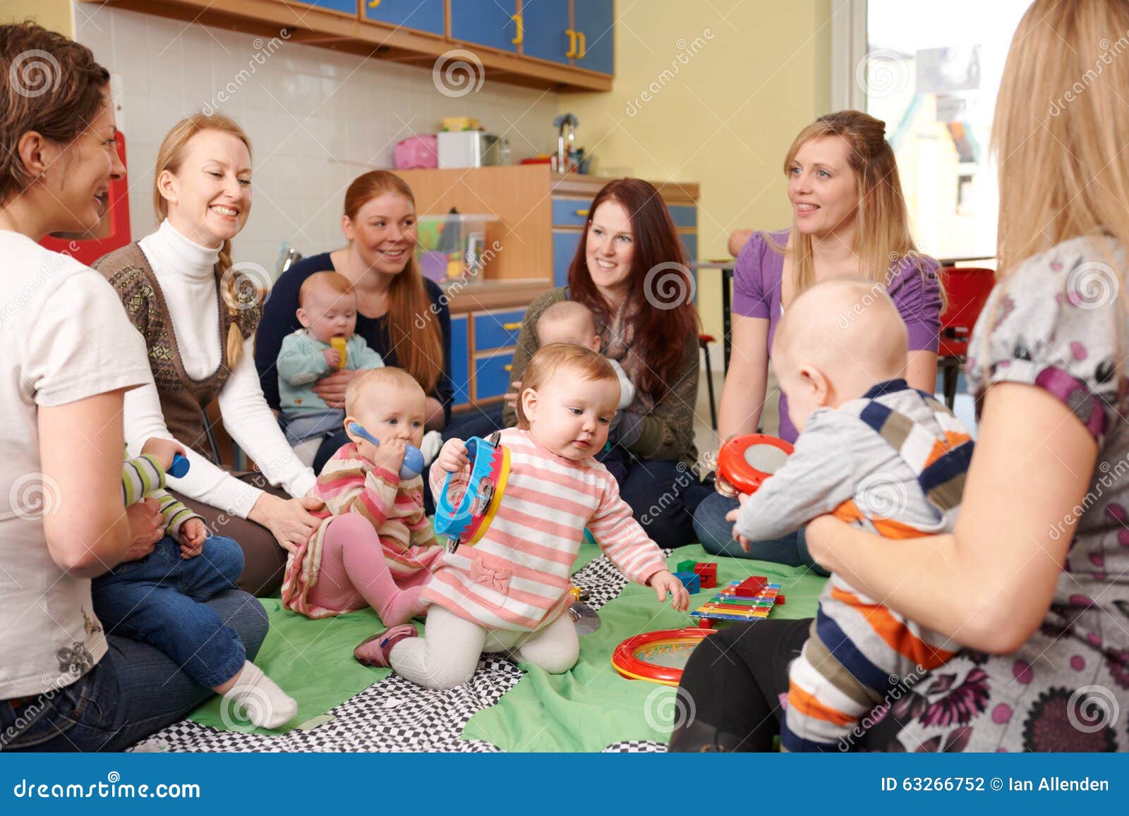 Group of Mothers with Babies at Playgroup Stock Photo - Image of ...