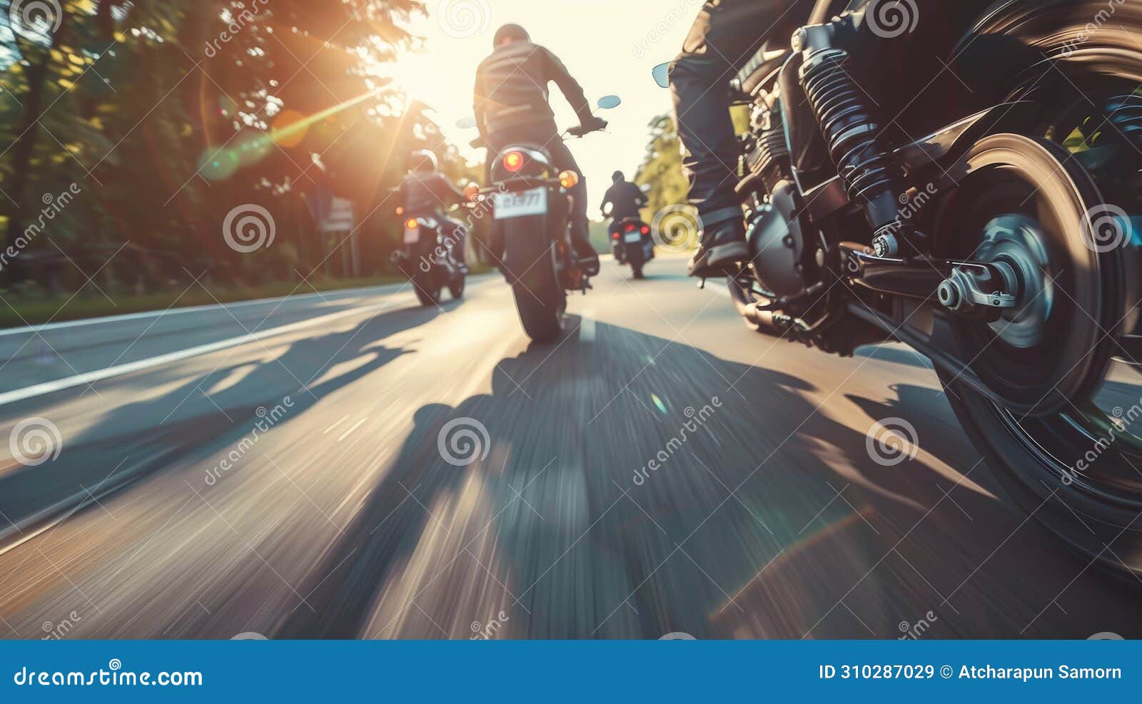 A Group of Motorcycle Riding on the Road Together, Speeding and ...