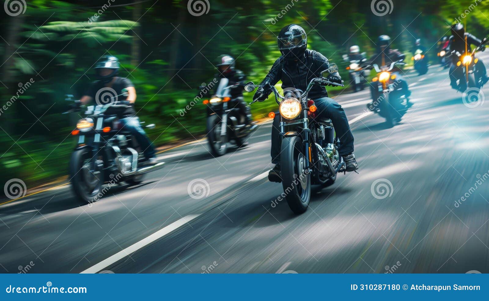 A Group of Motorcycle Riding on the Road Together, Speeding and ...