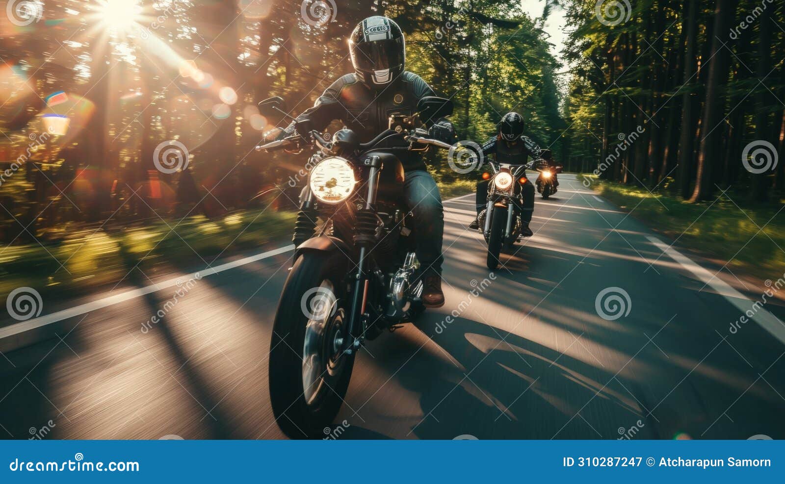 A Group of Motorcycle Riding on the Road Together, Speeding and ...