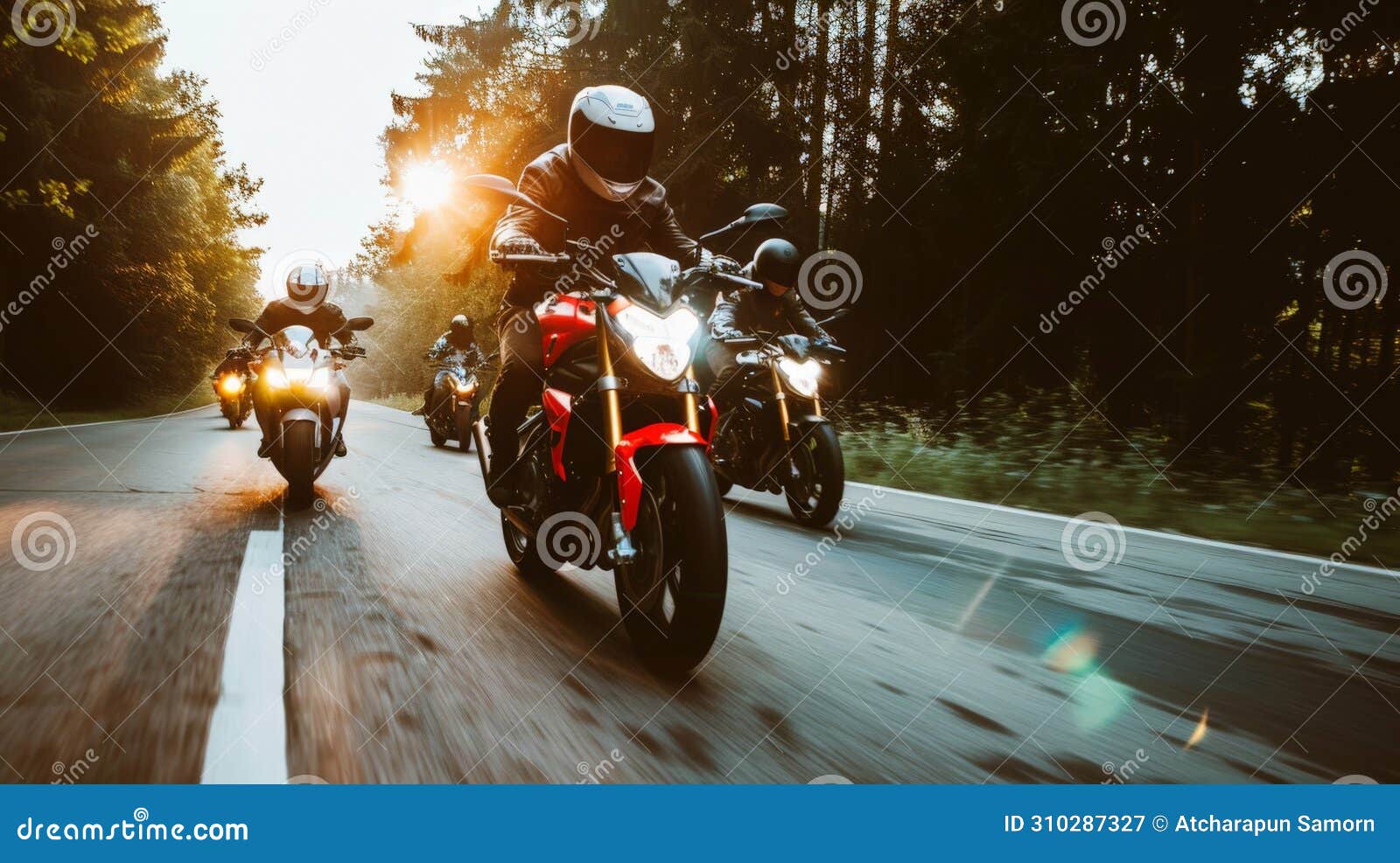 A Group of Motorcycle Riding on the Road Together, Speeding and ...