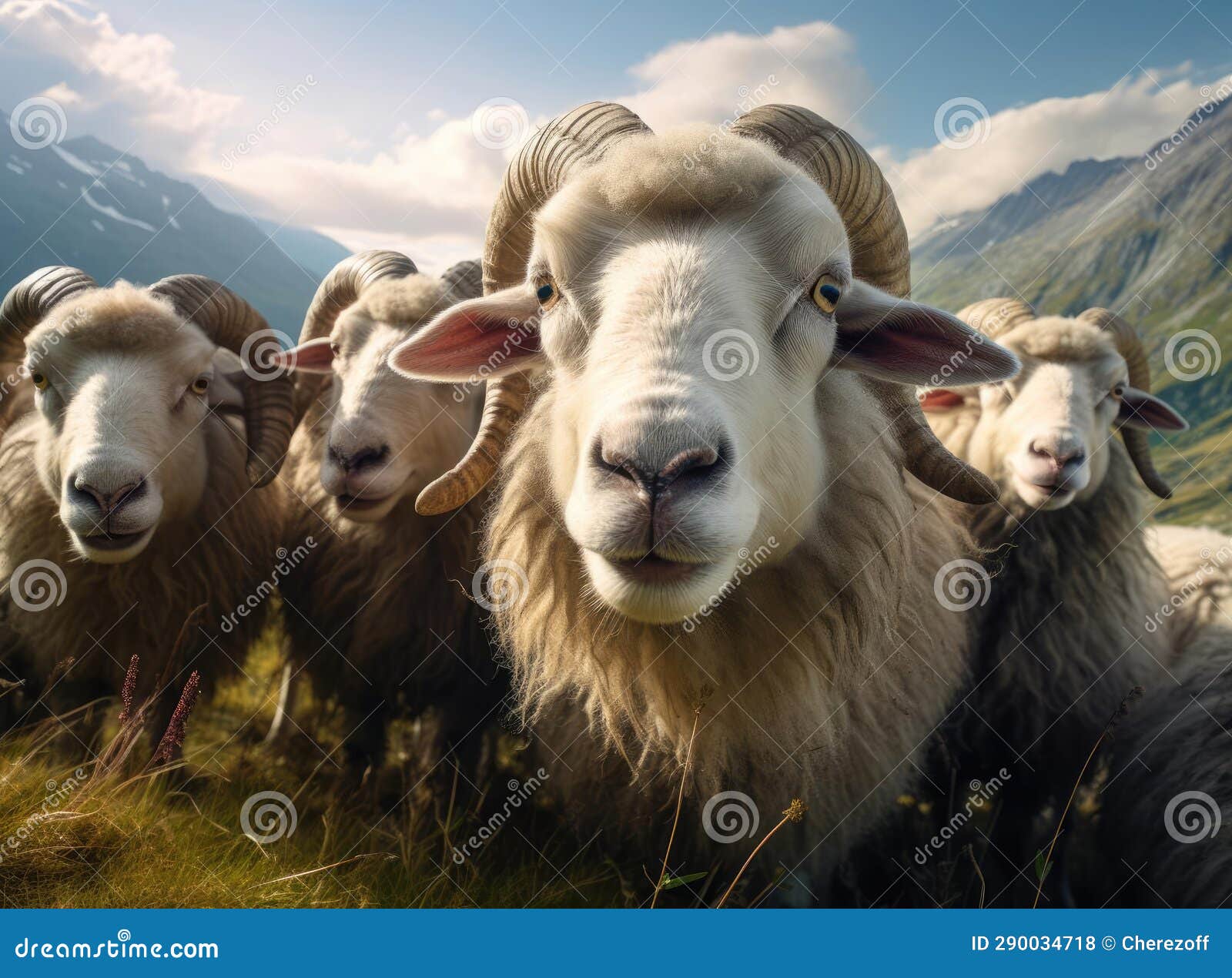 A group of mountain sheep stock photo. Image of flock - 290034718