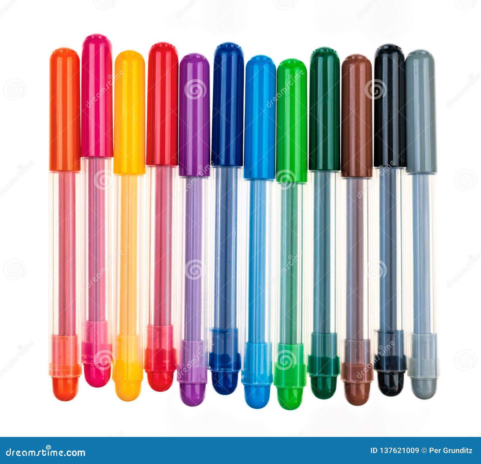Group of Multicolored Pens in a Row Stock Image - Image of colorful ...