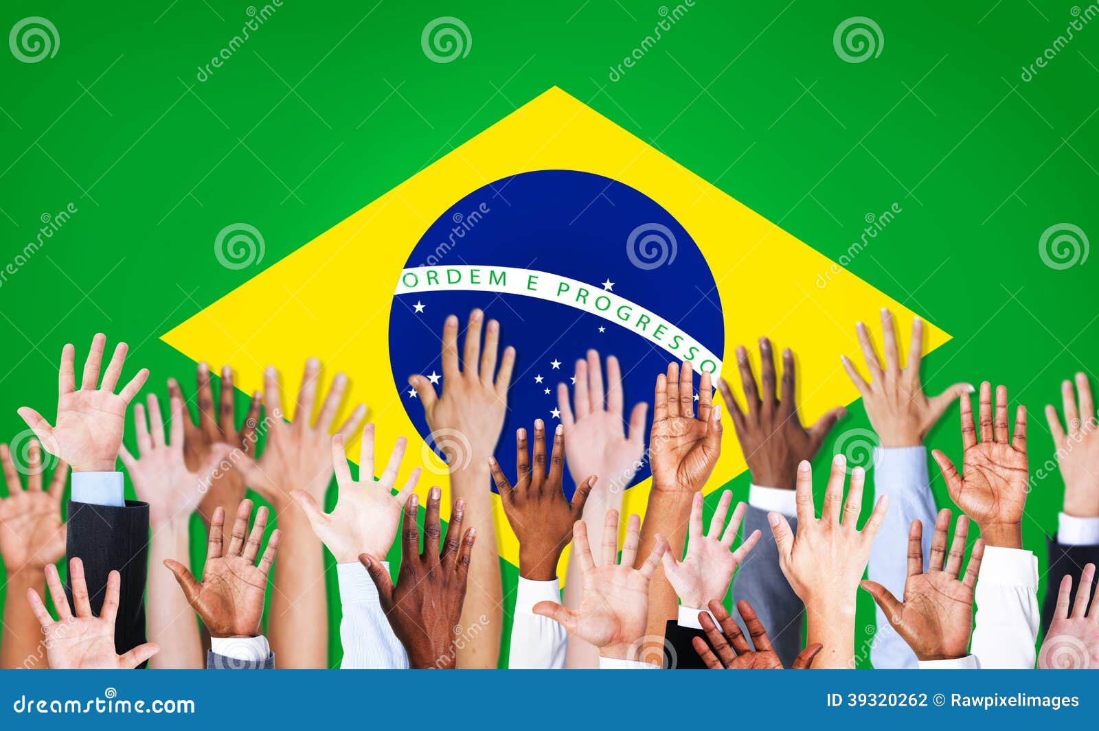 Group of Multi-Ethnic Arms in Brazil Stock Photo - Image of country ...