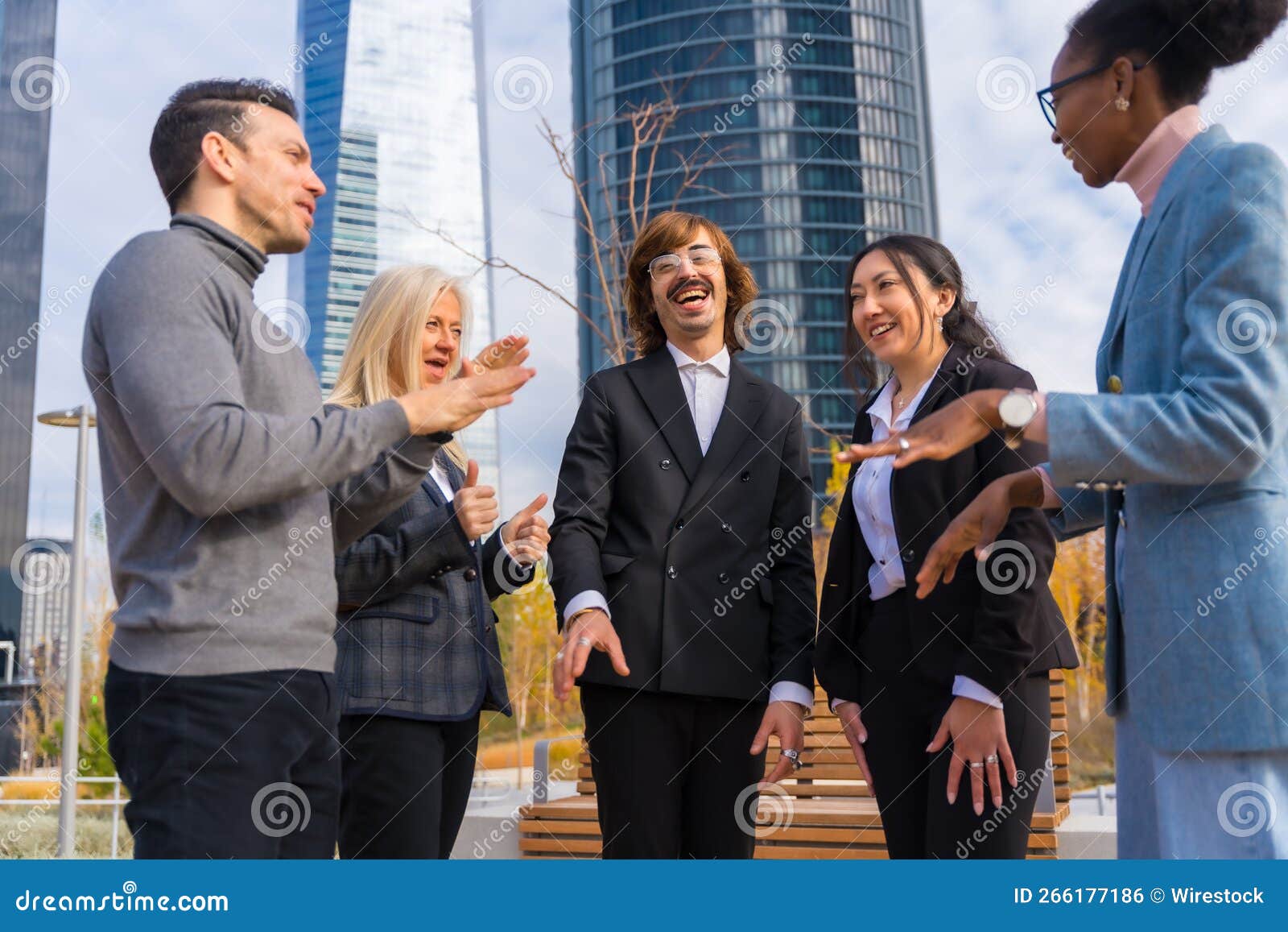 Group of Multi-ethnic Business People Outside the Glass Office Building ...
