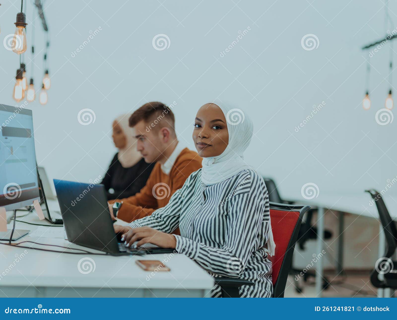 Group of Multi-ethnic Colleagues Working on Desktop Computers, Laptop ...