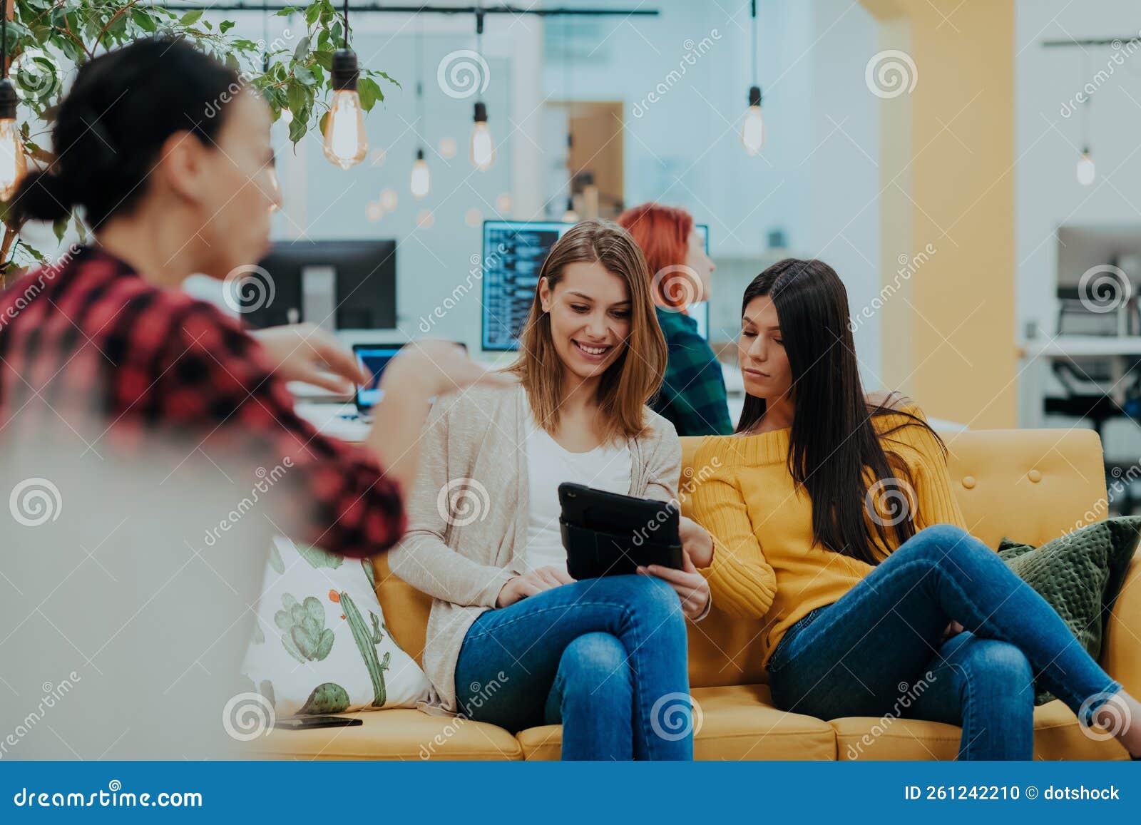 Group of Multi-ethnic Colleagues Working on Desktop Computers, Laptop ...