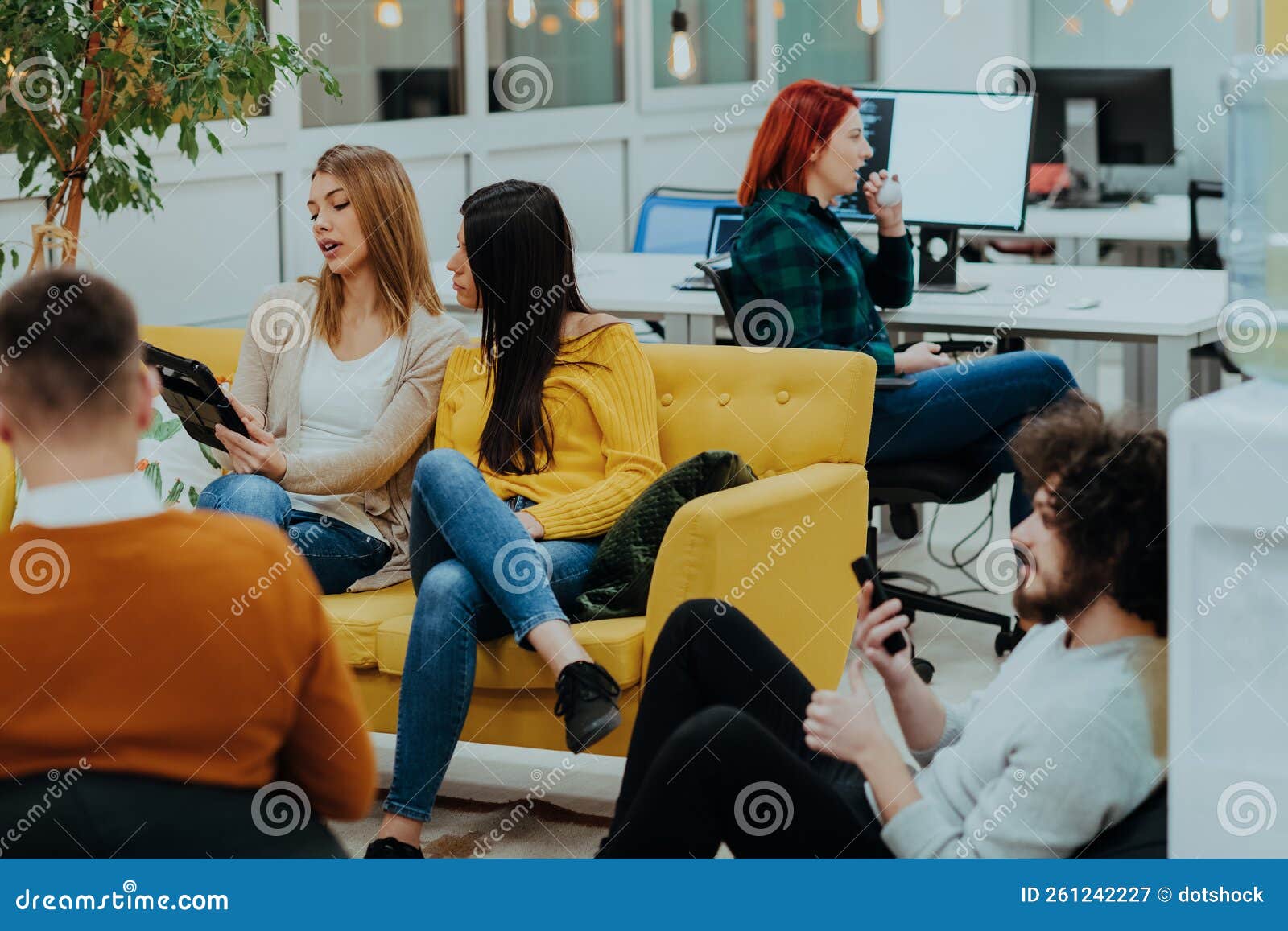 Group of Multi-ethnic Colleagues Working on Desktop Computers, Laptop ...