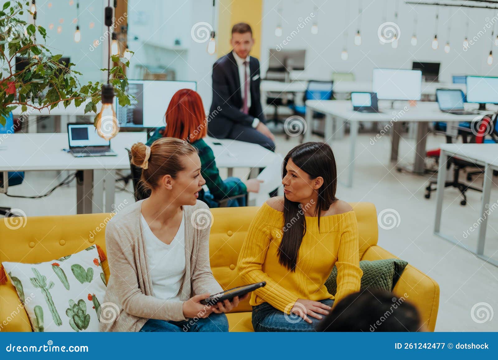 Group of Multi-ethnic Colleagues Working on Desktop Computers, Laptop ...