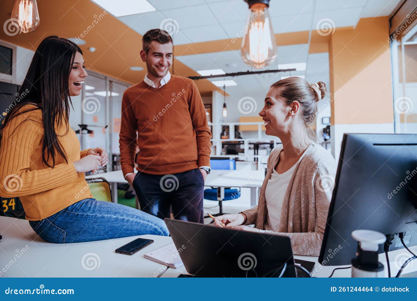 Group of Multi-ethnic Colleagues Working on Desktop Computers, Laptop ...