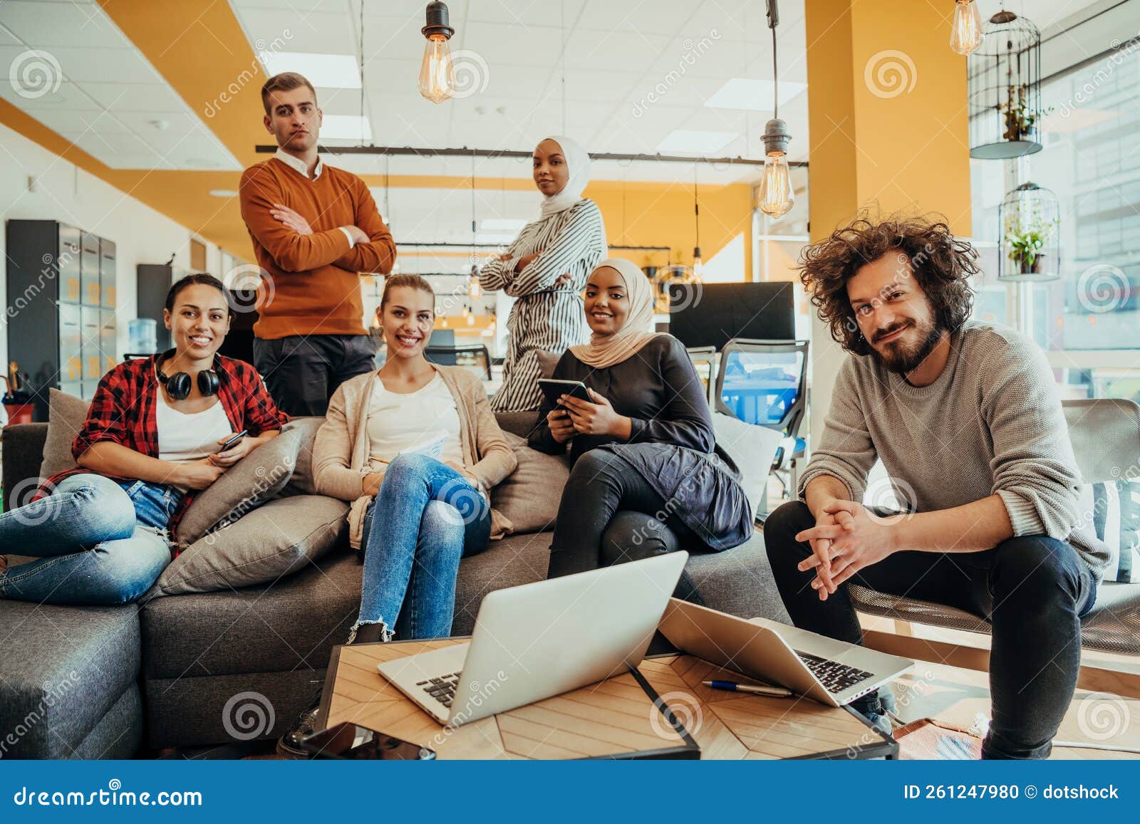 Group of Multi-ethnic Colleagues Working on Desktop Computers, Laptop ...