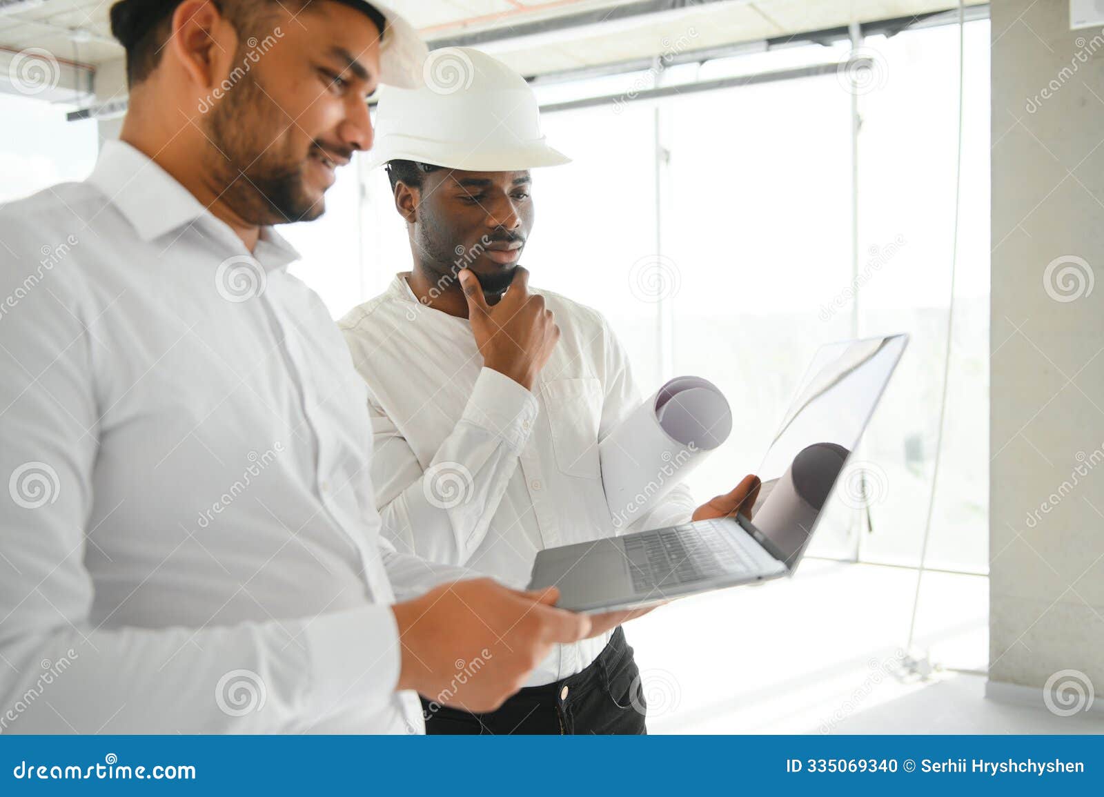 Group of Multi Ethnic Engineer Construction Site Worker Meeting at ...
