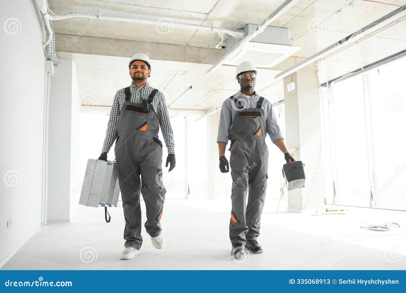Group of Multi Ethnic Engineer Construction Site Worker Meeting at ...