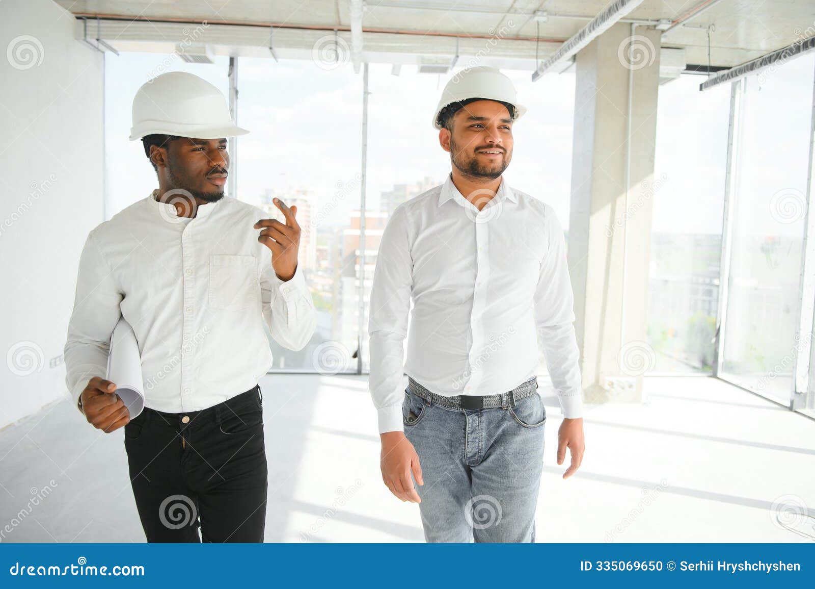 Group of Multi Ethnic Engineer Construction Site Worker Meeting at ...