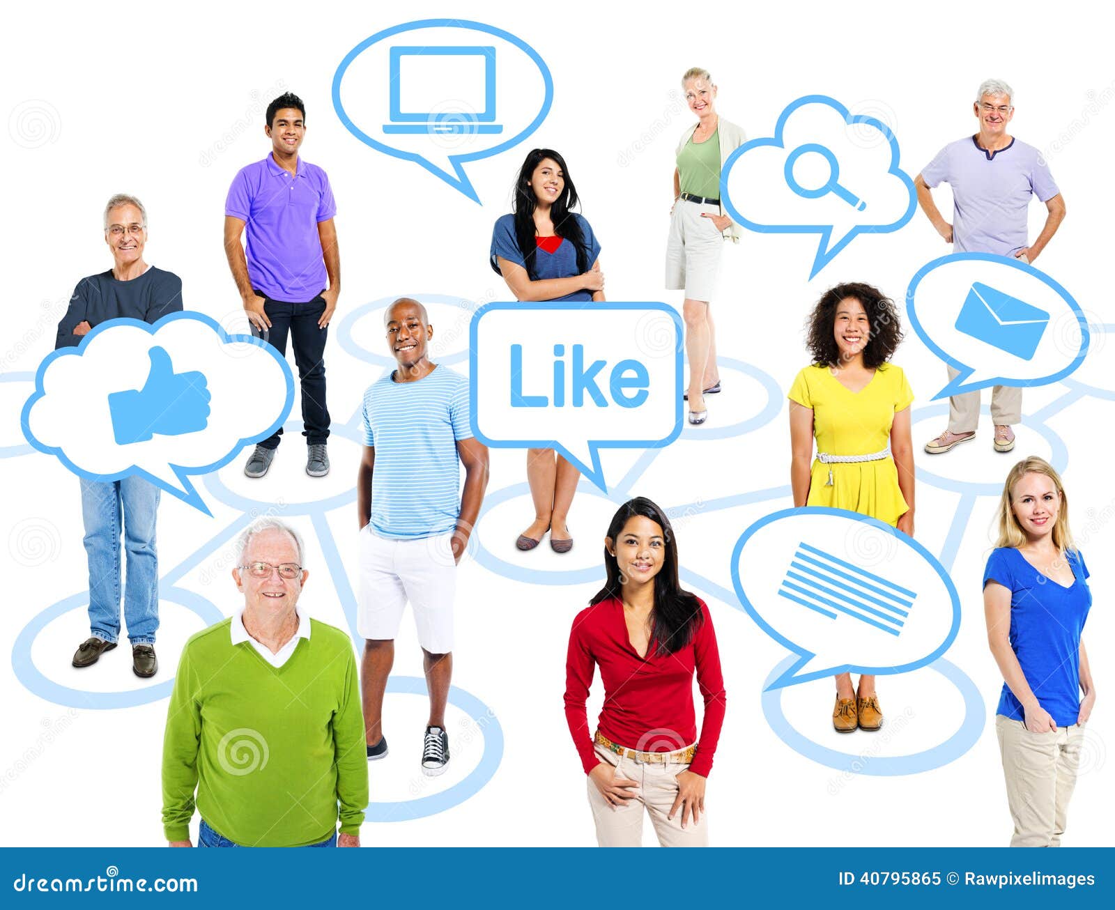 Group of Multi-Ethnic People Connected through Social Media Stock Image ...
