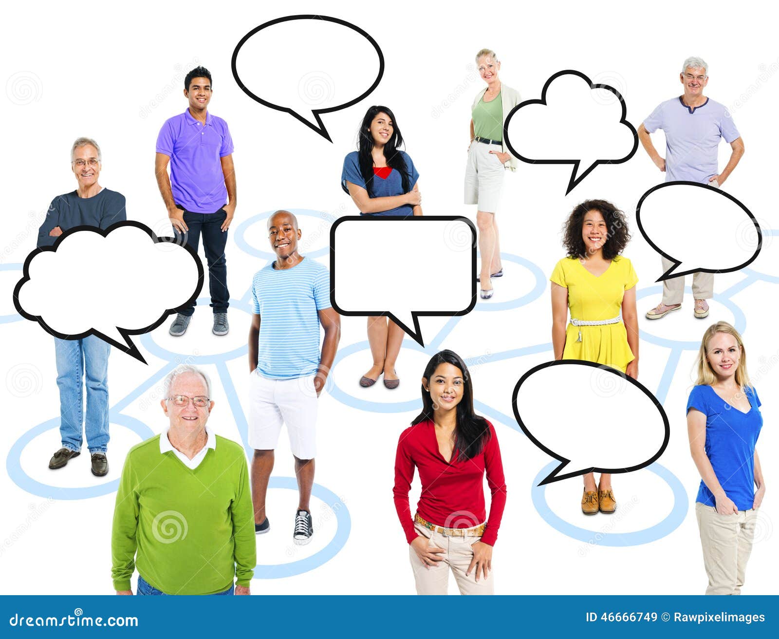 Group of Multi-Ethnic PeopleConnection with Speech Bubbles Stock Image ...