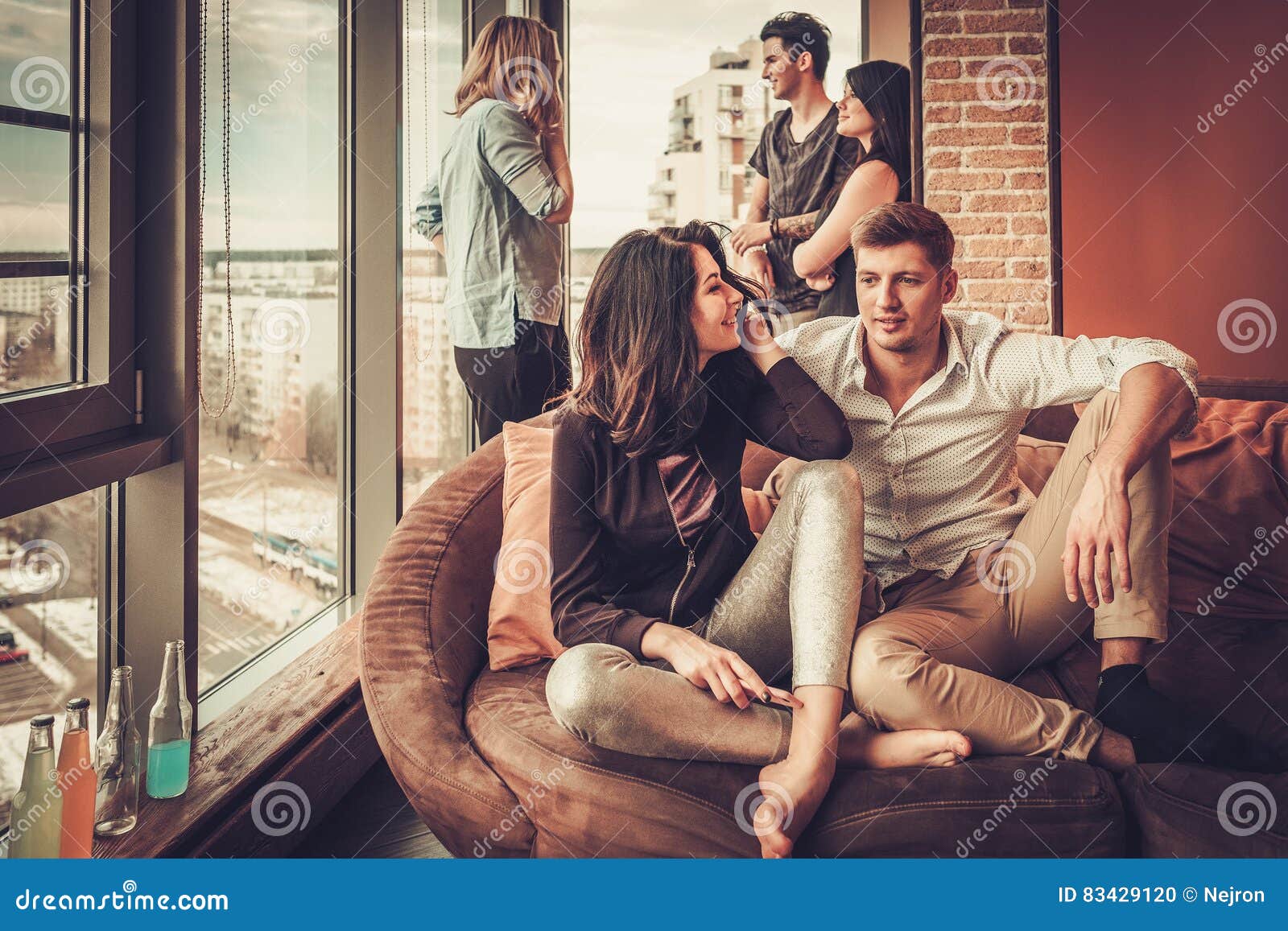 Group of Multi Ethnic Young Friends Having Fun in Home Interior Stock ...