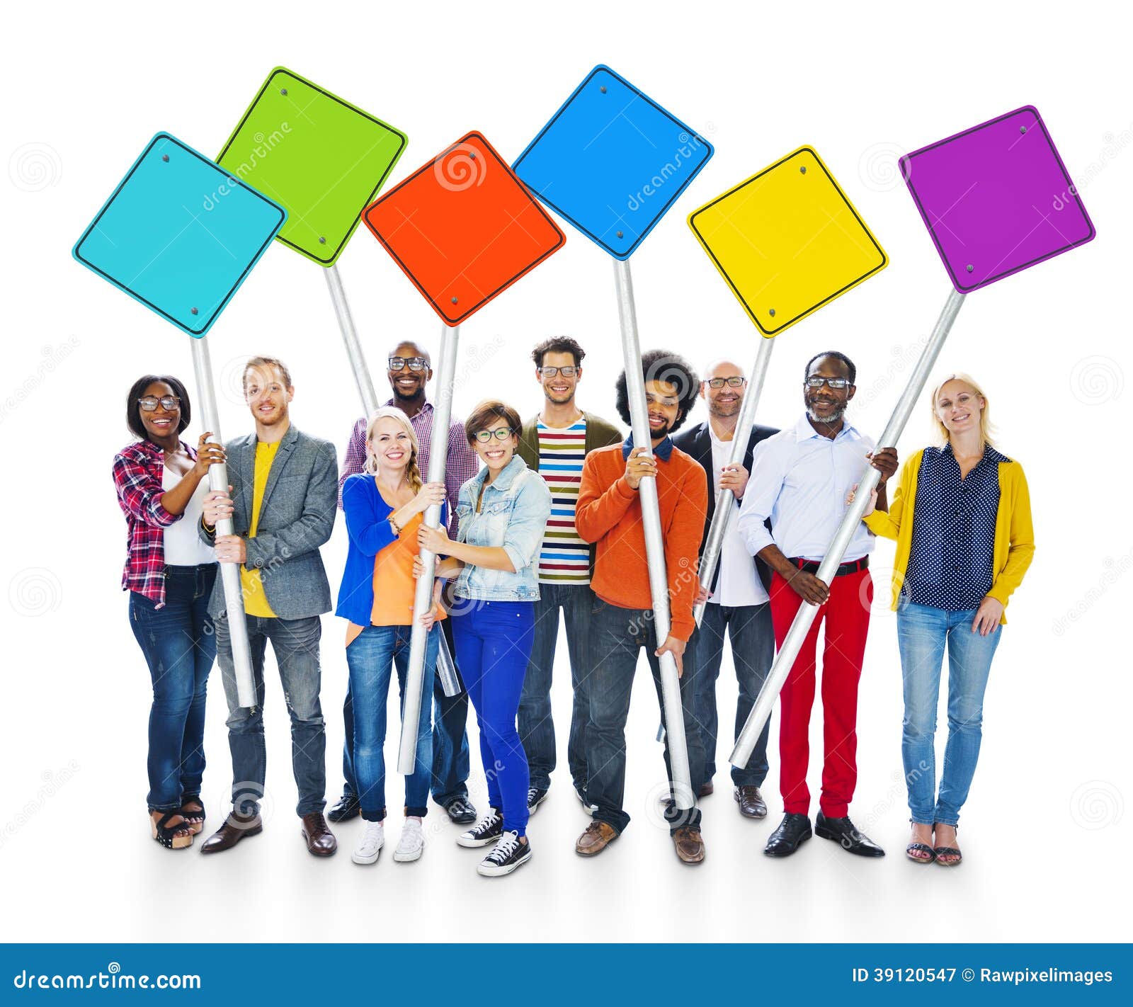 Group of Multi-Ethnical People Holding Signs Stock Image - Image of ...