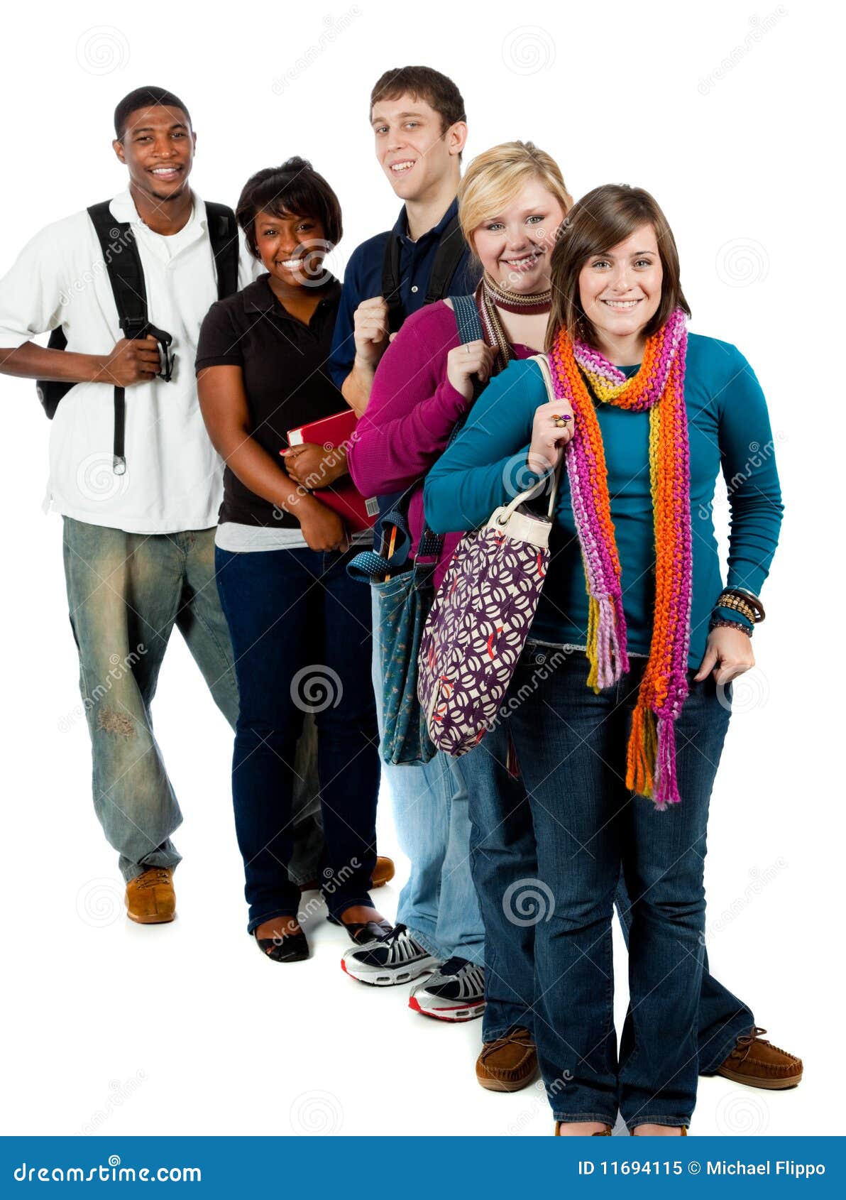 Group of Multi-racial College Students Stock Image - Image of blue ...